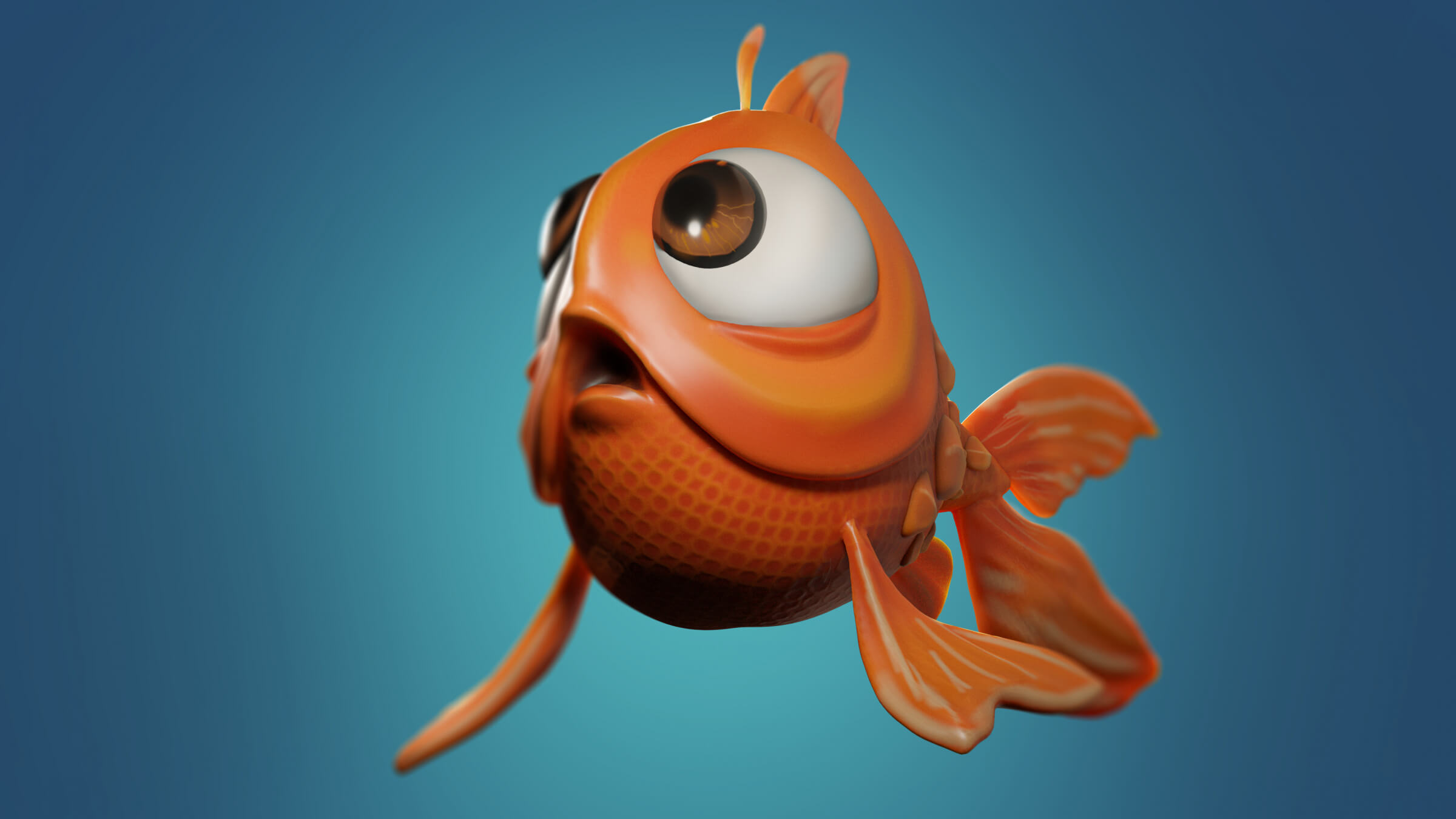 Stylized Gold Fish 3D Render, Digital Art by Khatri3d