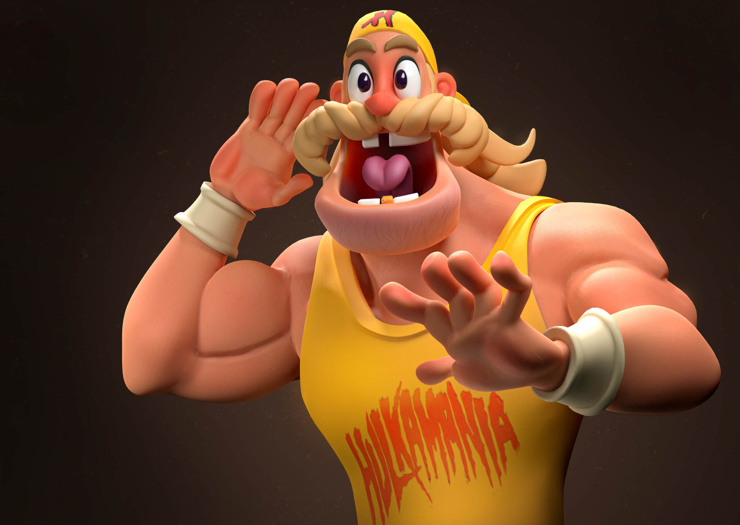 Stylized Portrait of Hulk Hogan (Former WWF Champion) 3D Render