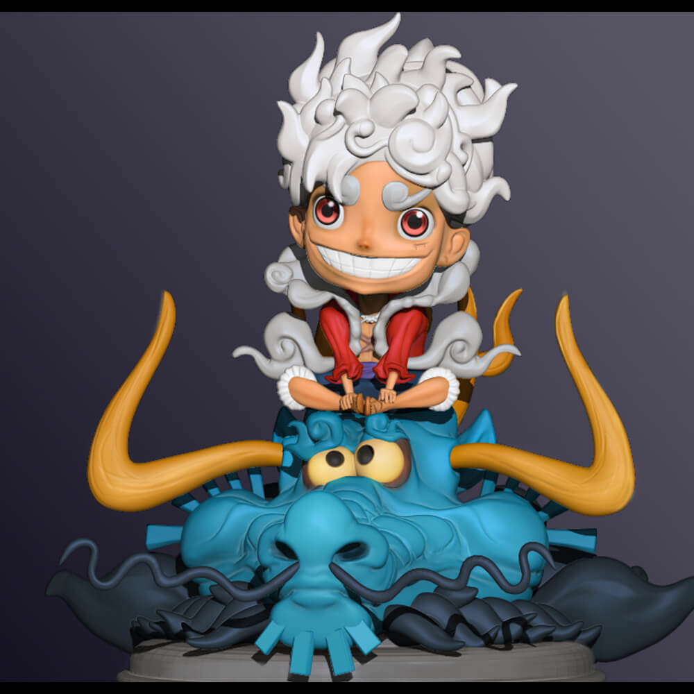 Luffy Gear 5 X Kaido One Piece Chibi 3D Print Model by Khatri3d