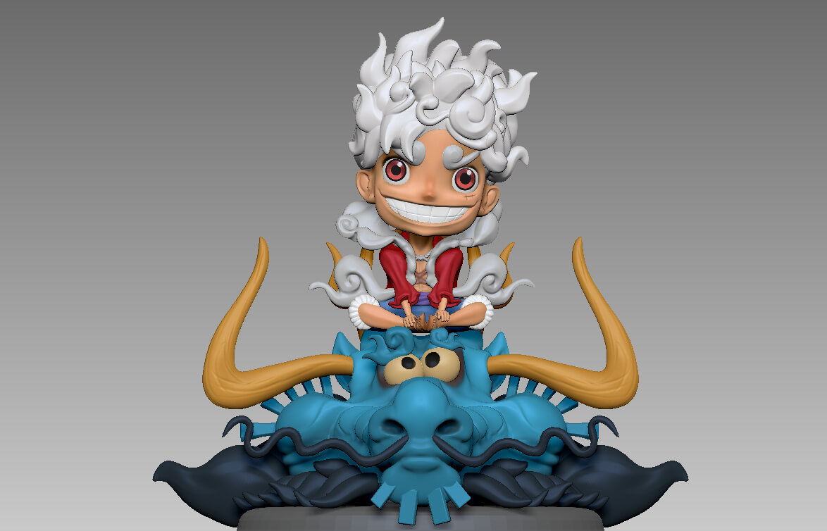 Luffy Gear 5 X Kaido One Piece Chibi 3D Print Model by Khatri3d
