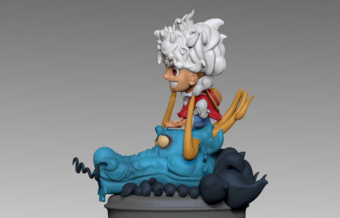 Luffy Gear 5 X Kaido One Piece Chibi 3D Print Model by Khatri3d