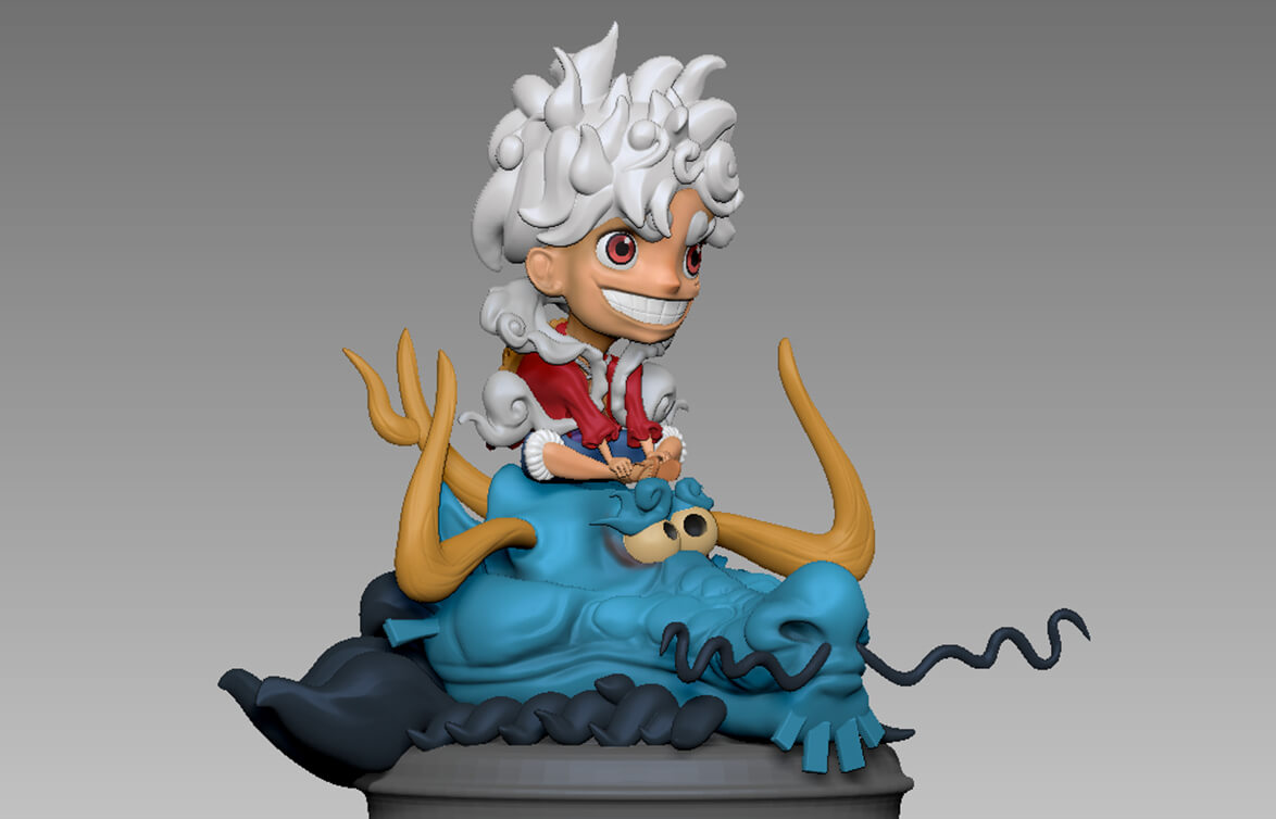 Luffy Gear 5 X Kaido One Piece Chibi 3D Print Model by Khatri3d