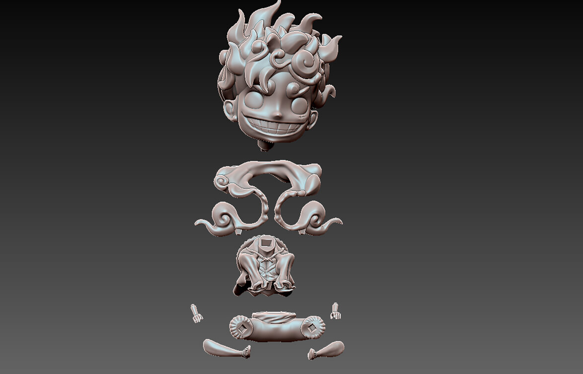 Luffy Gear 5 X Kaido One Piece Chibi 3D Print Model by Khatri3d