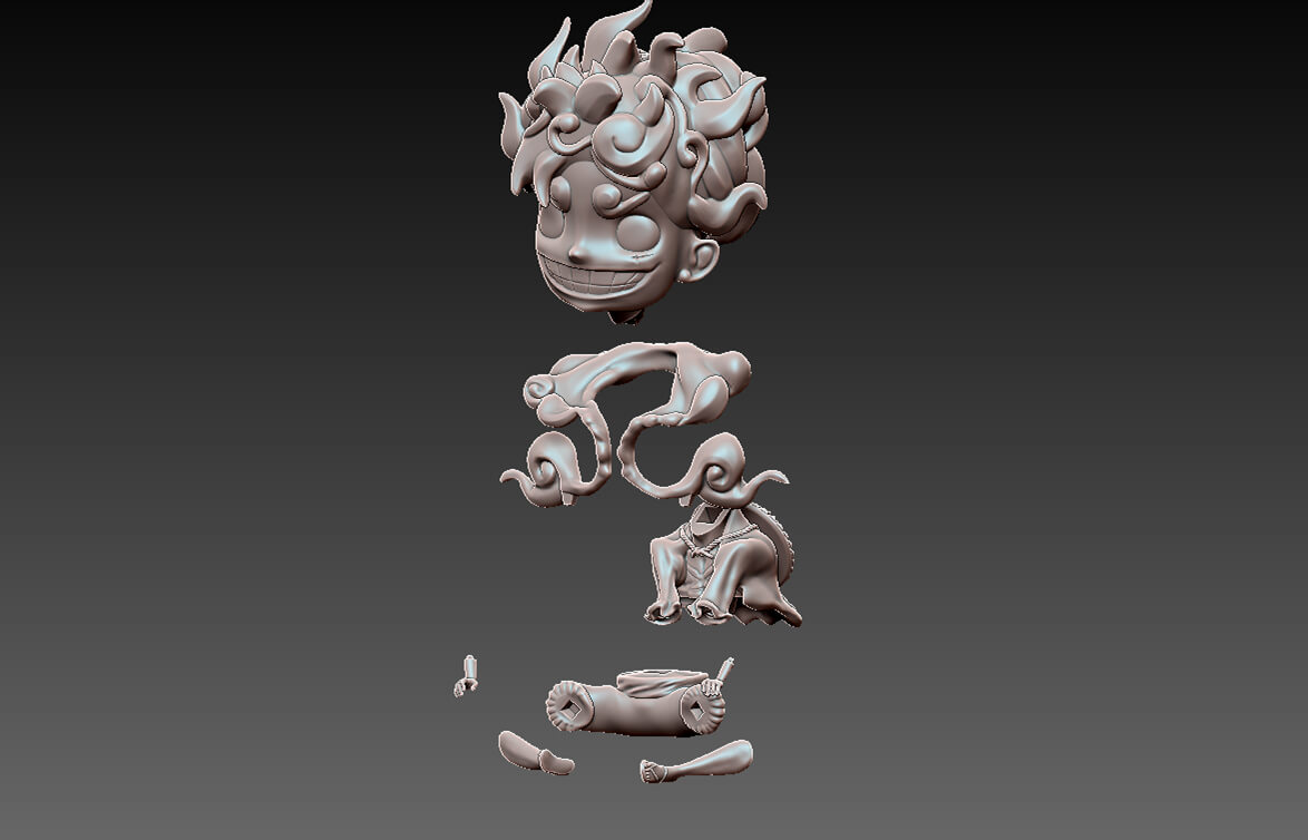Luffy Gear 5 X Kaido One Piece Chibi 3D Print Model by Khatri3d