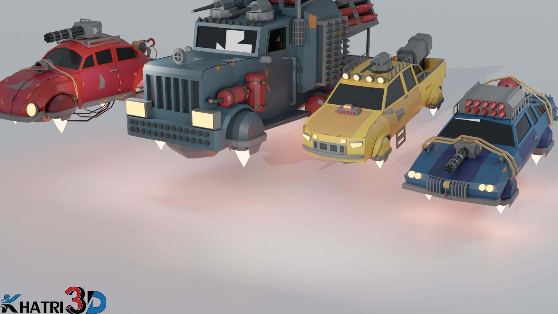 Sci-Fi Car Collection 3D Model by Khatri3d