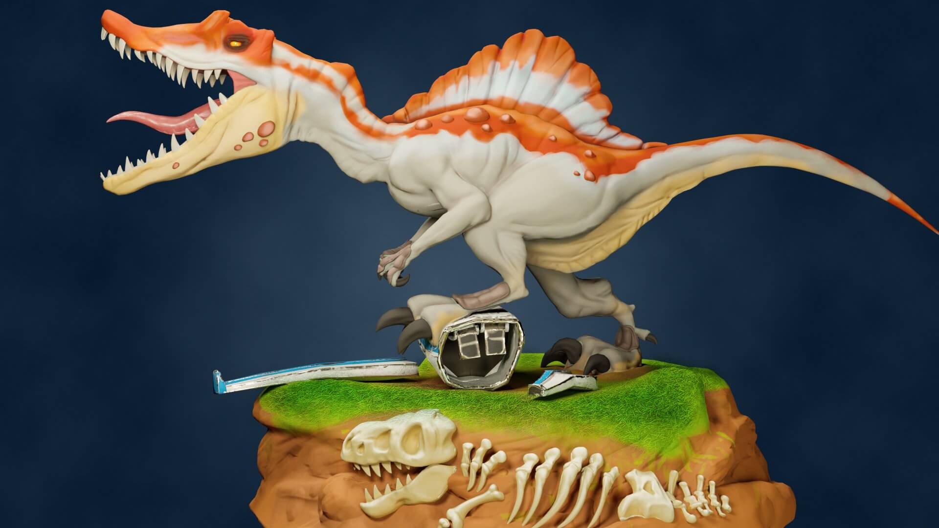 Spinosaurus Miniature Print by Khatri3d