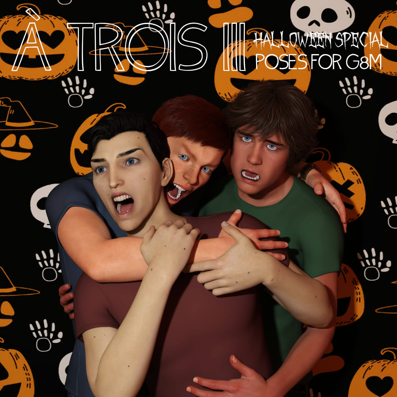 A Trois III - Haunted House Edition - Poses for G8M Daz Content by khoshekh