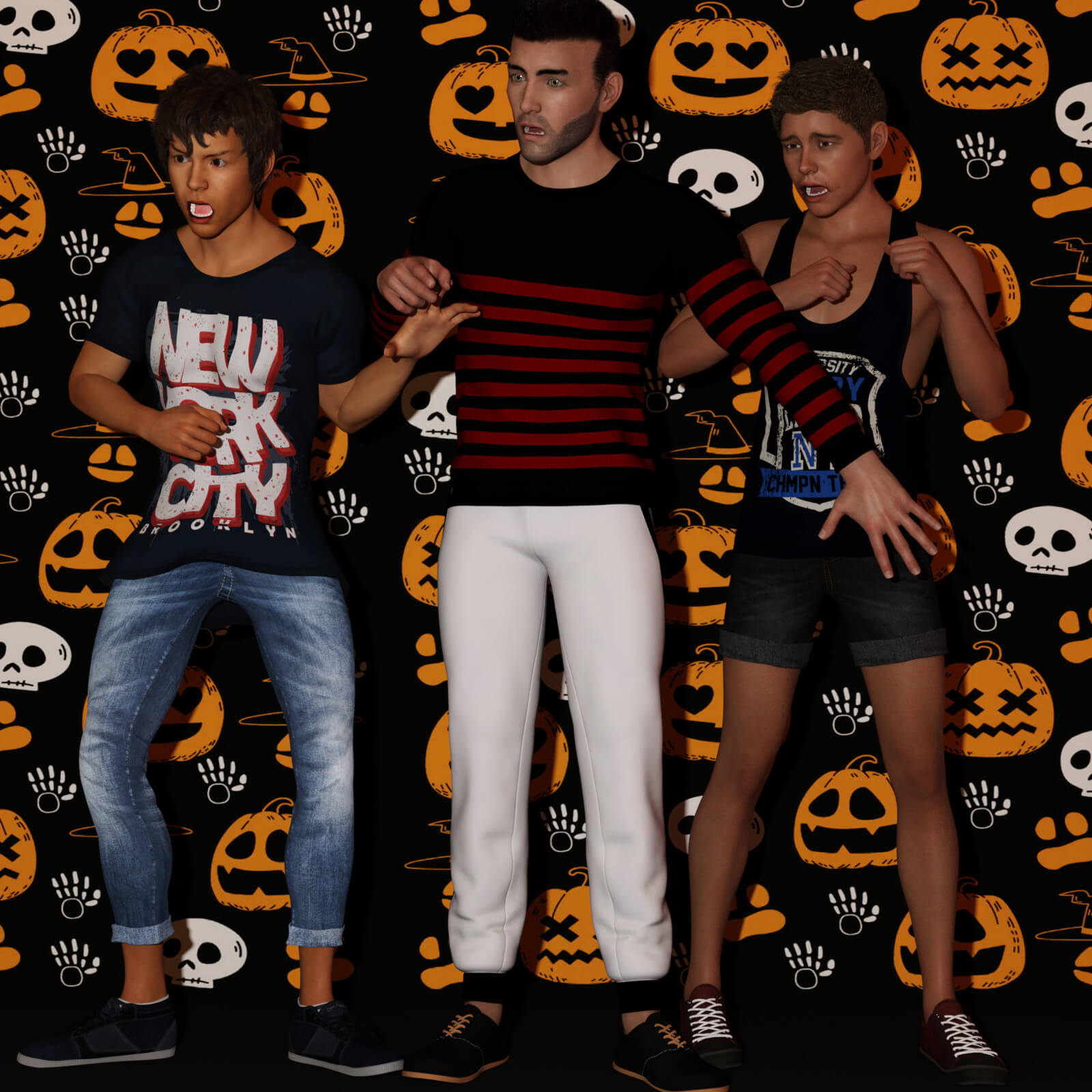 A Trois III - Haunted House Edition - Poses for G8M Daz Content by khoshekh