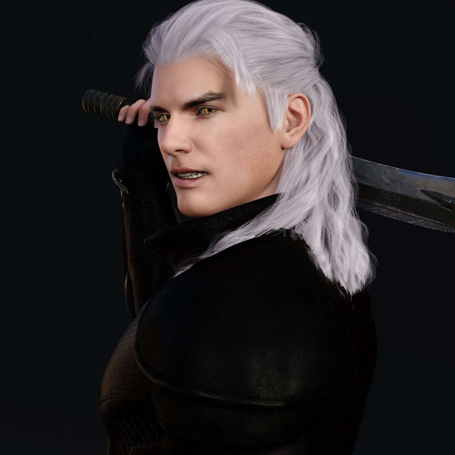 Geralt of Rivia. 3D Render, Digital Art by khoshekh