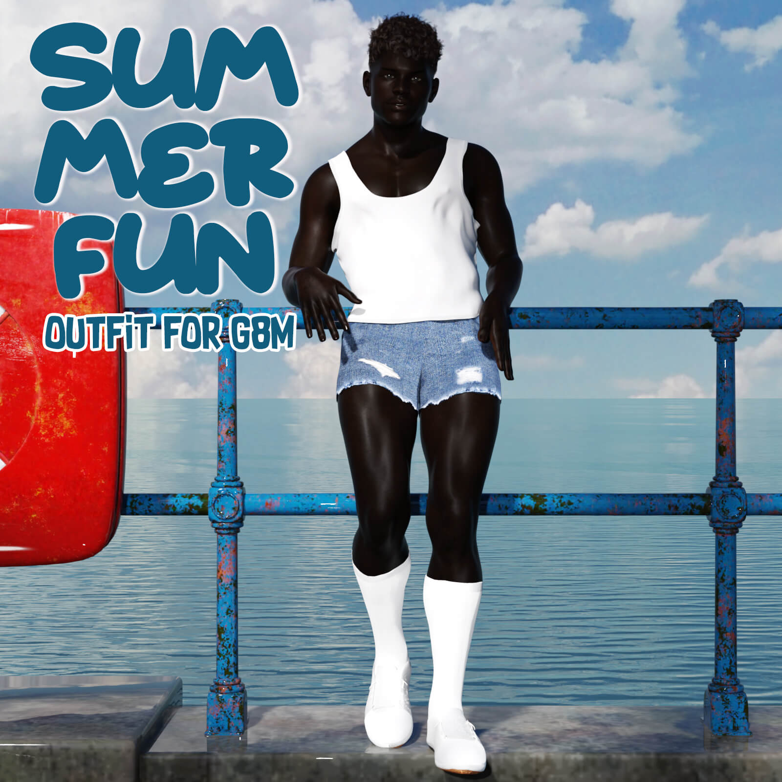 dForce Summer Fun Outfit for G8M - Daz Content by khoshekh