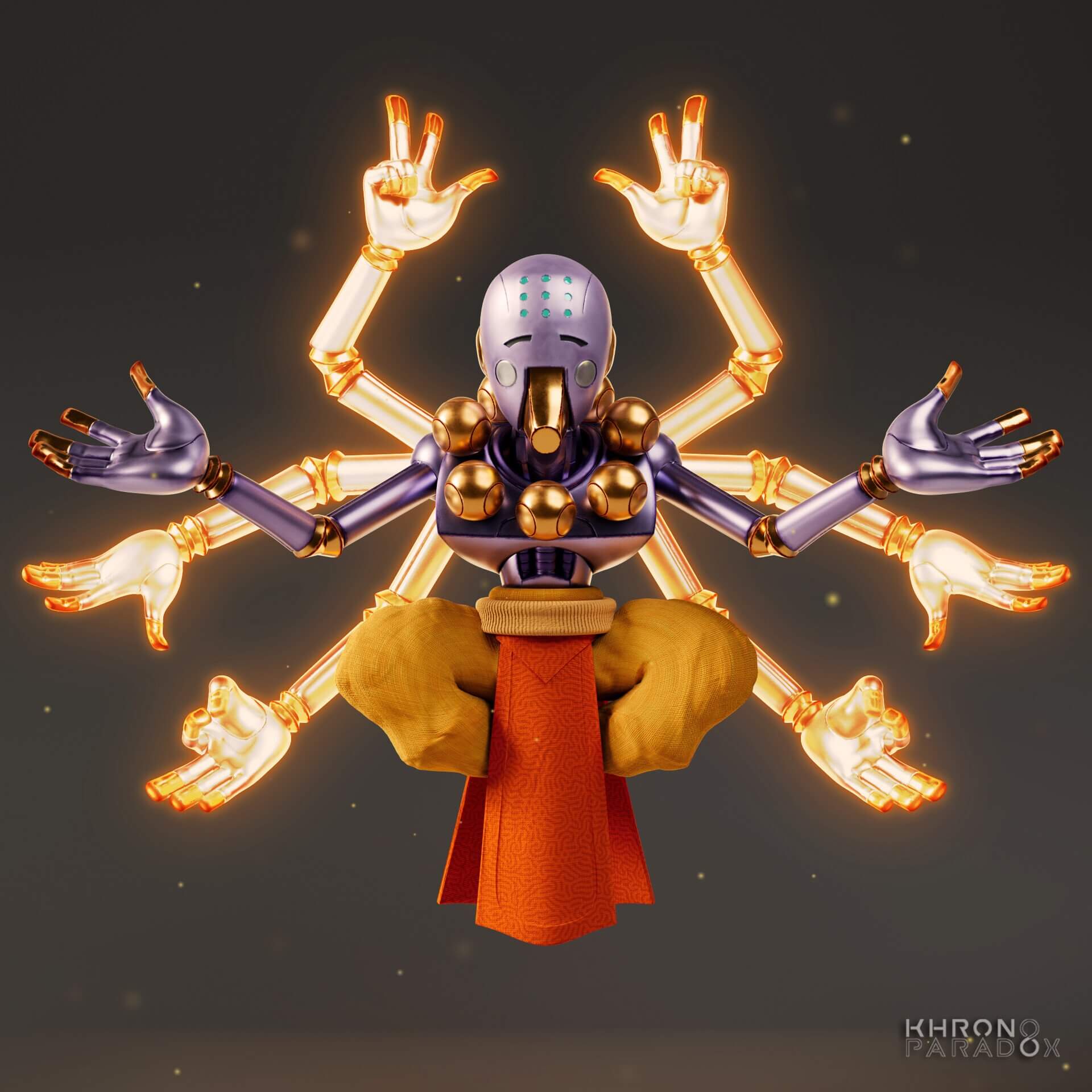 Zenyatta (Overwatch) 3D Render, Digital Art by Khrono_Paradox