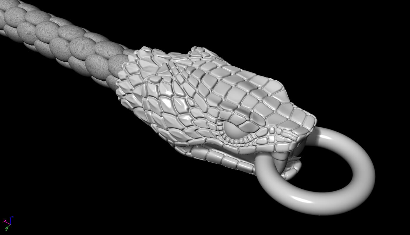 End Pieces 3 MM Snake - 3D Model by Kickonster