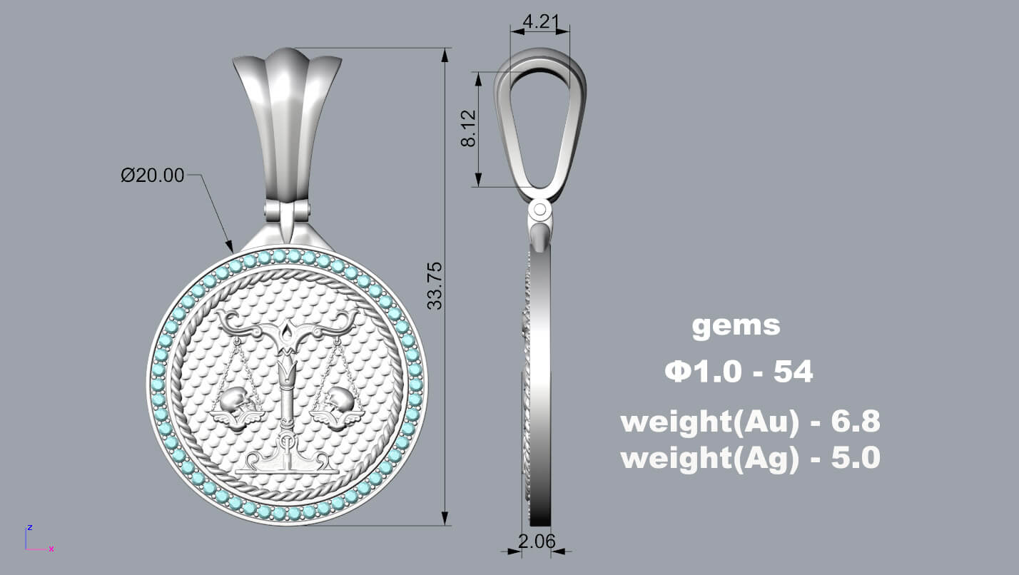 Pendant P057 Libra - 3D Model by Kickonster