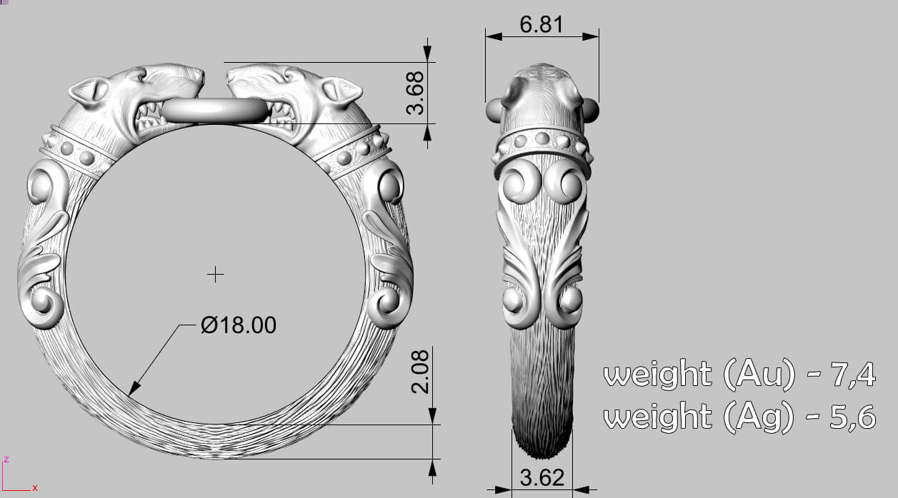 Ring R176 (With Rings in The Teeth) - 3D Print Model by Kickonster