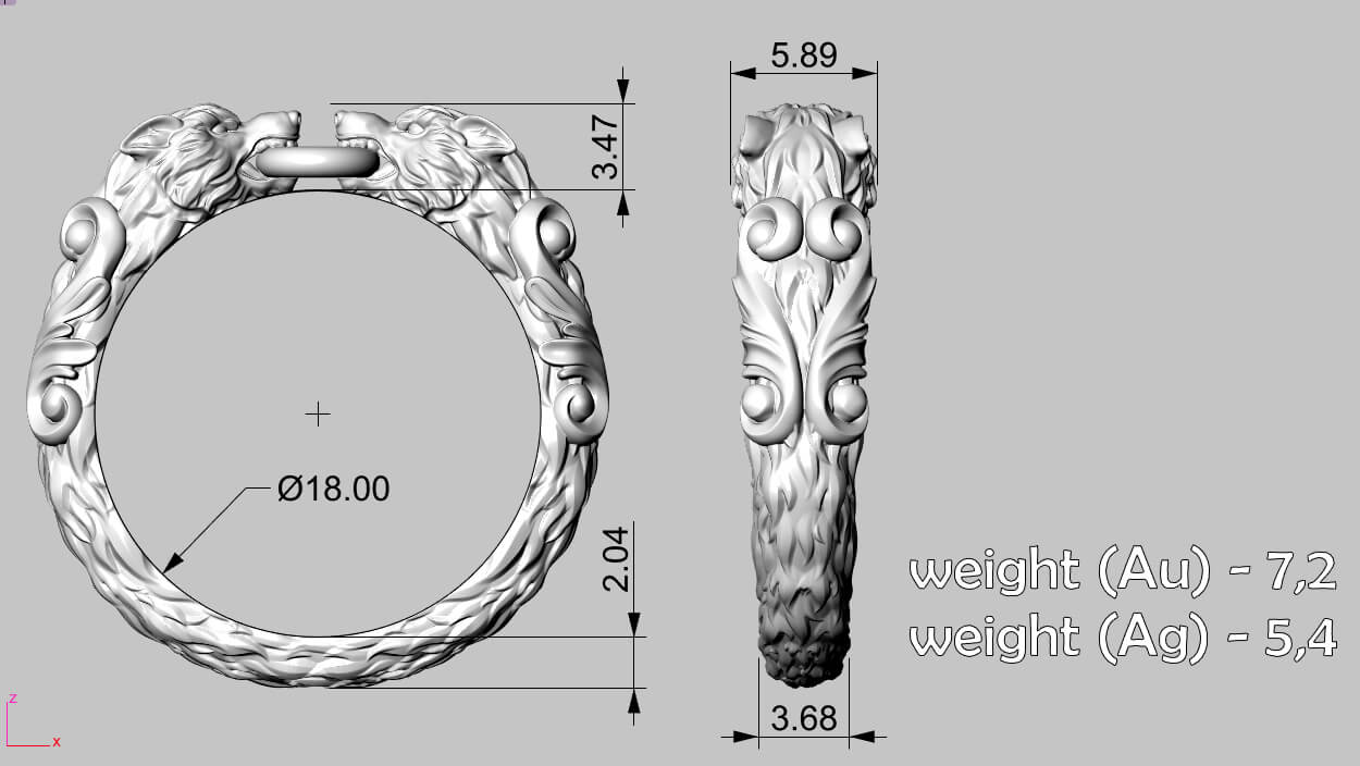 Ring R176 (With Rings in The Teeth) - 3D Print Model by Kickonster