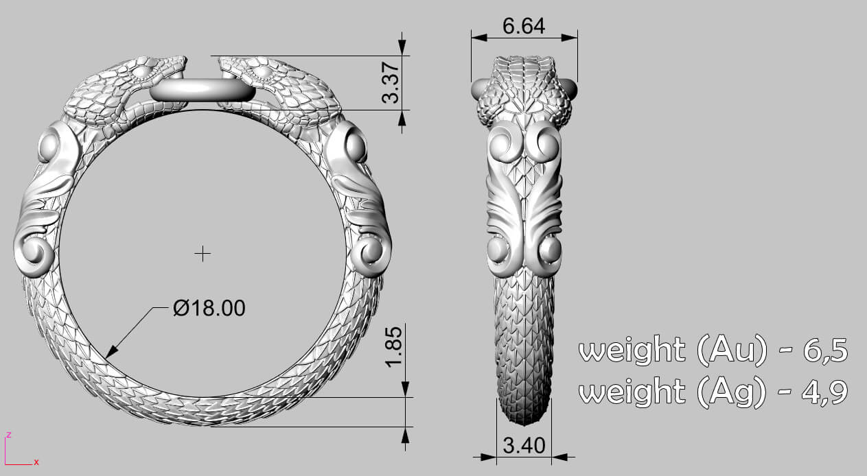 Ring R176 (With Rings in The Teeth) - 3D Print Model by Kickonster