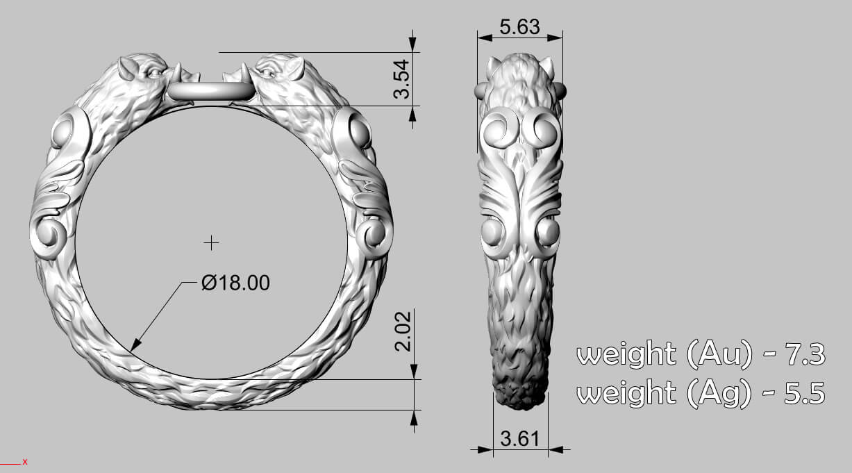 Ring R176 (With Rings in The Teeth) - 3D Print Model by Kickonster