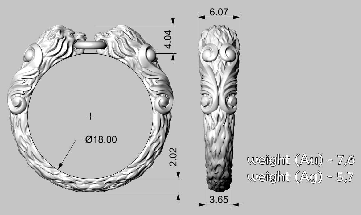 Ring R176 (With Rings in The Teeth) - 3D Print Model by Kickonster