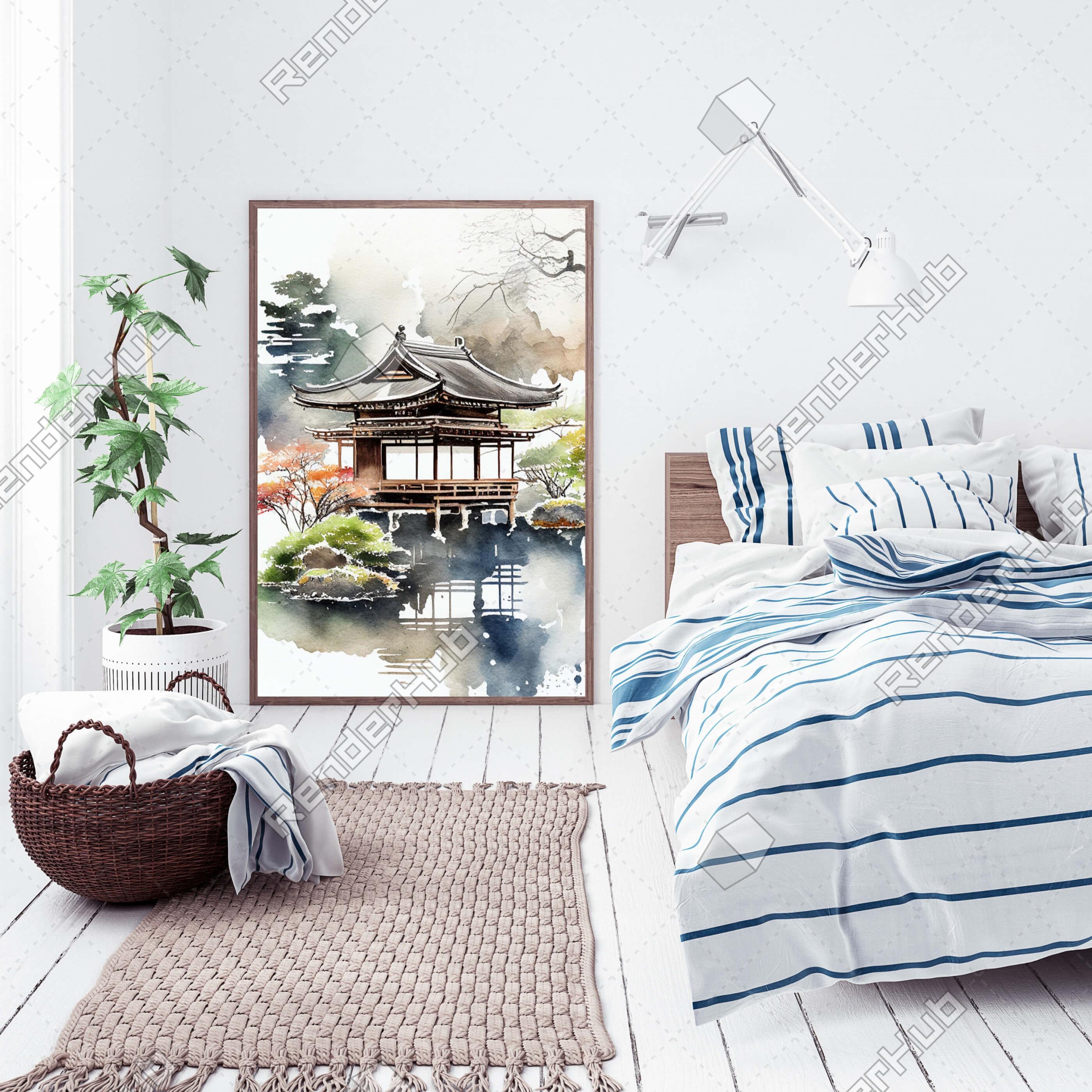 Japan Art Prints, Landscape Pagoda Printable Art, Asian Art - Stock ...