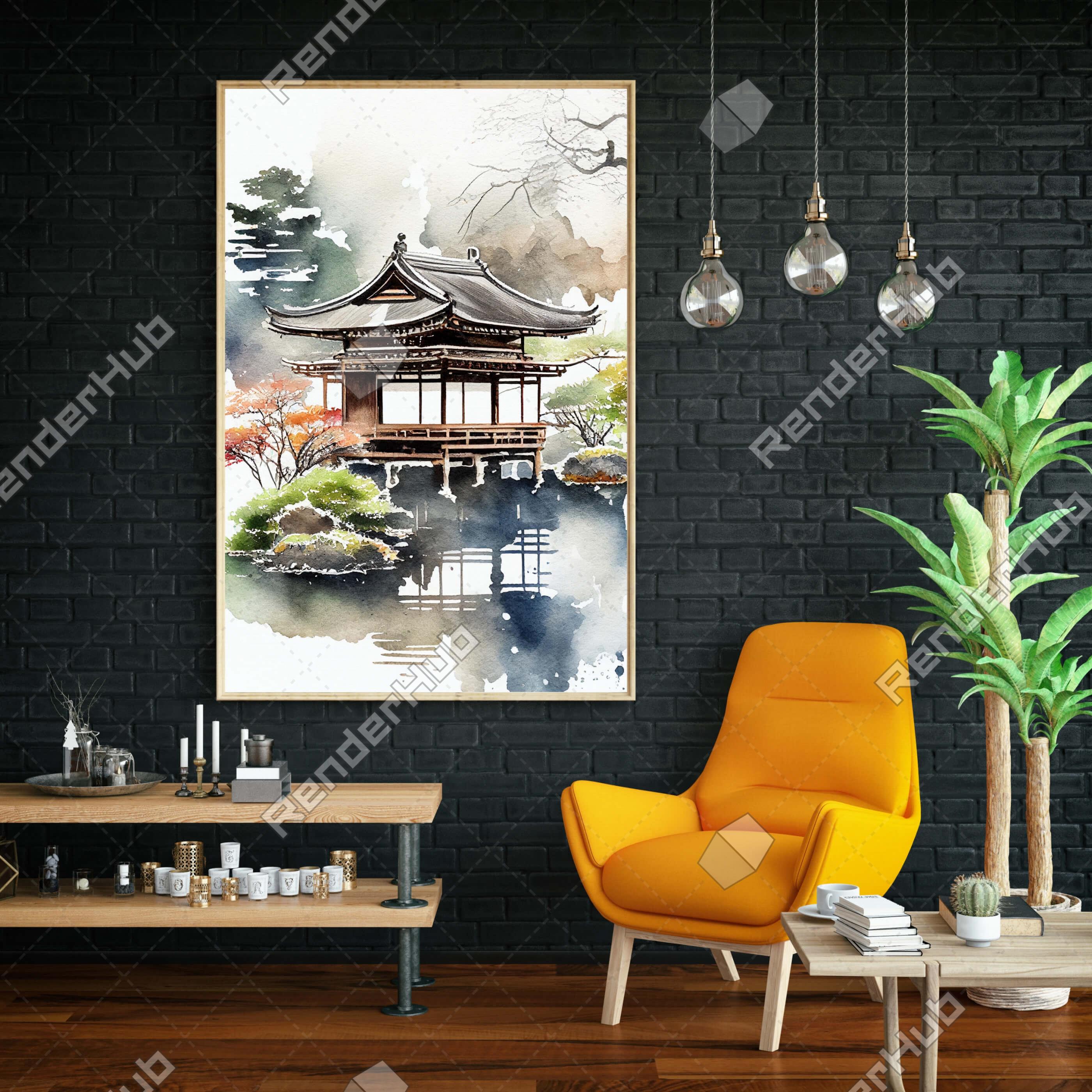 Japan Art Prints, Landscape Pagoda Printable Art, Asian Art - Stock ...
