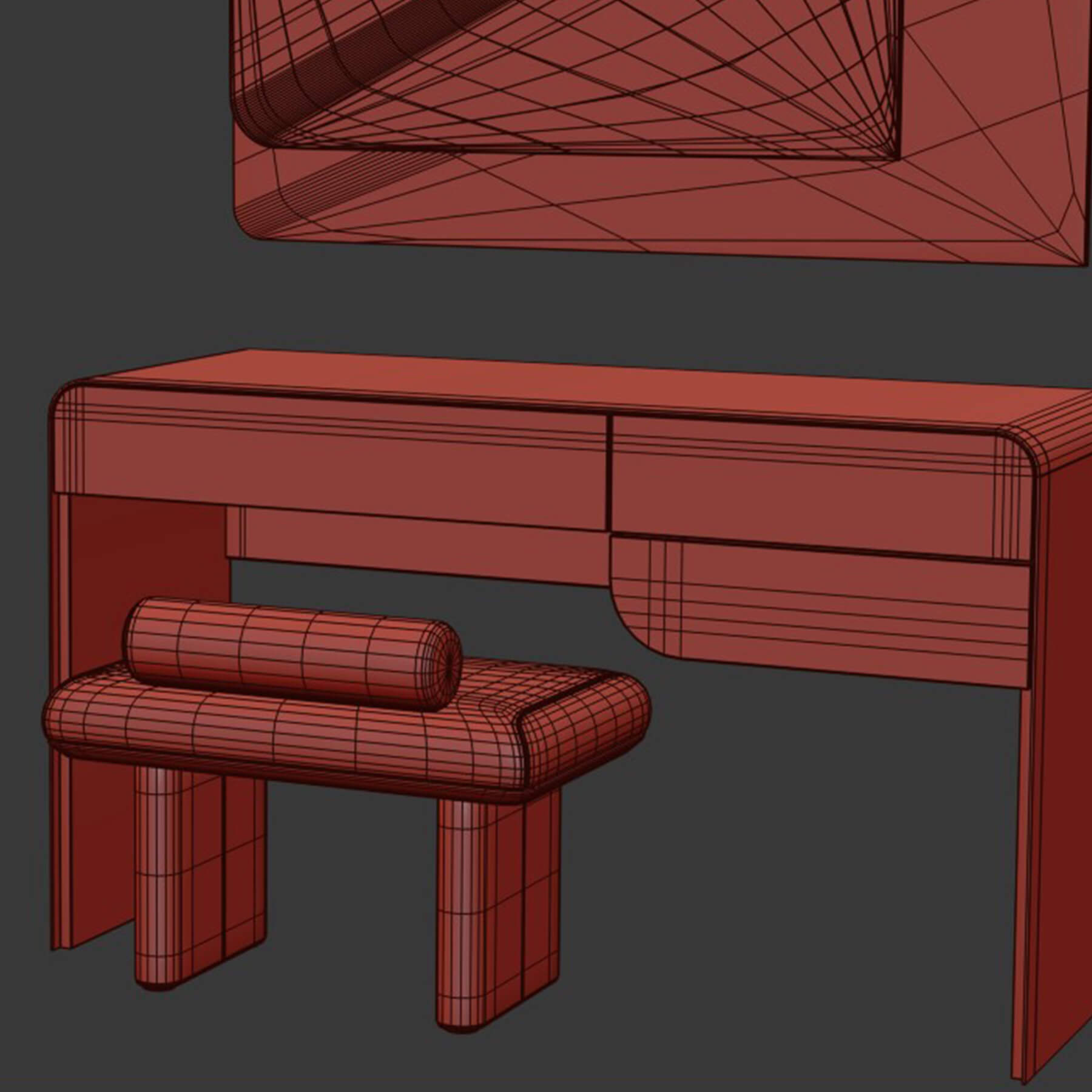 Turri Soul Dressing Table With Zero Pouf - 3D Model by kinetokor