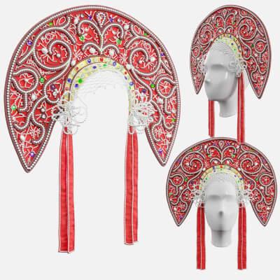 Traditional Russian Kokoshnik Headdress 3D Model with V-Ra by klisan