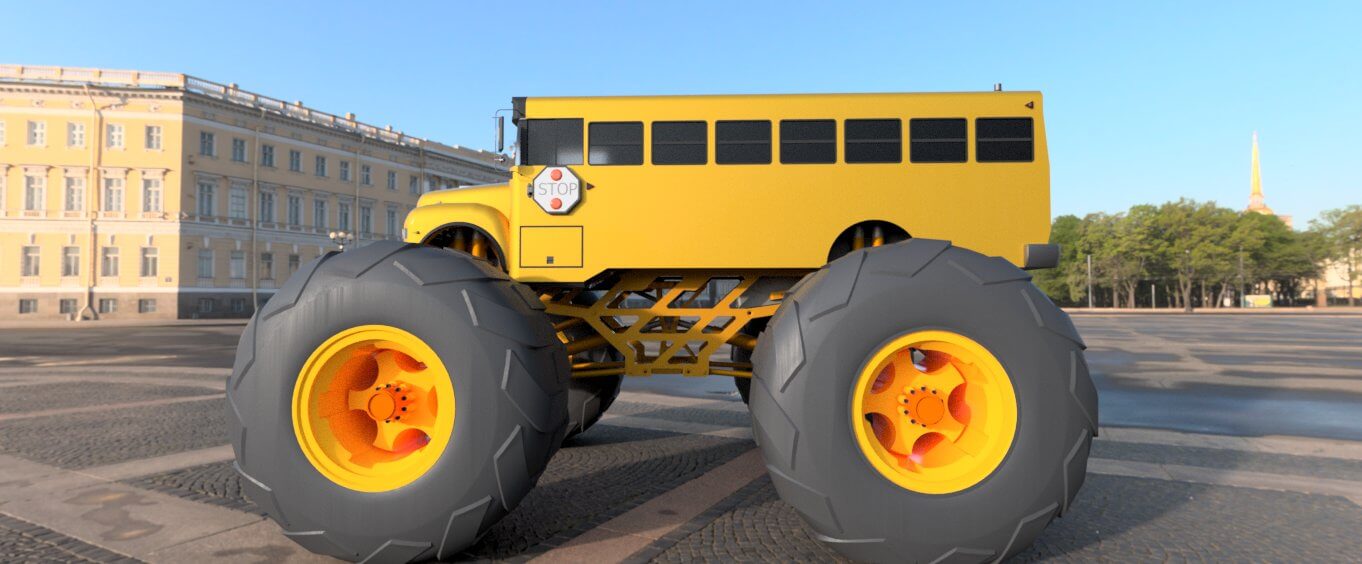 MOnster school buss 3D Render, Digital Art by KMA