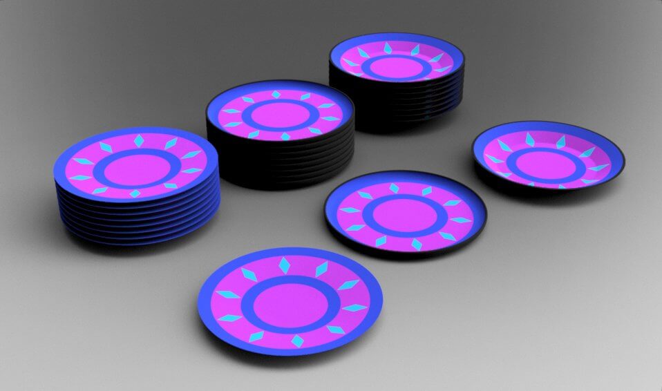 plates 1 dark colored 3D Render, Digital Art by KMA