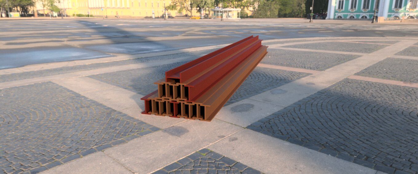 Steel I-Beams Free 3D Model by KMA