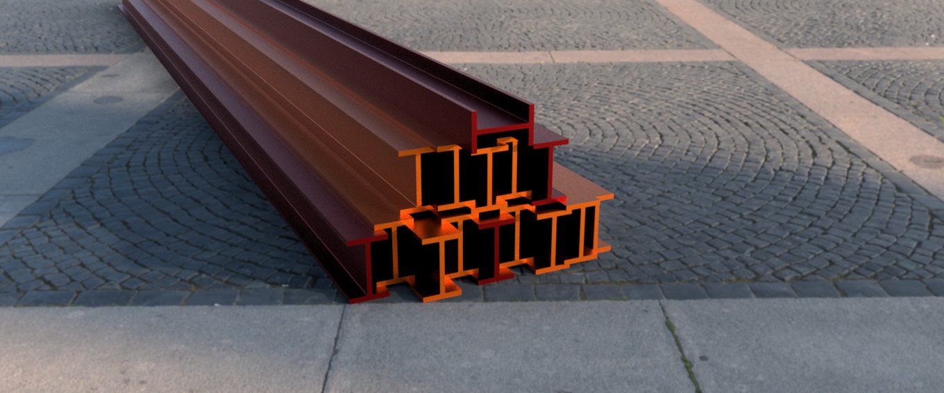 Steel I-Beams Free 3D Model by KMA