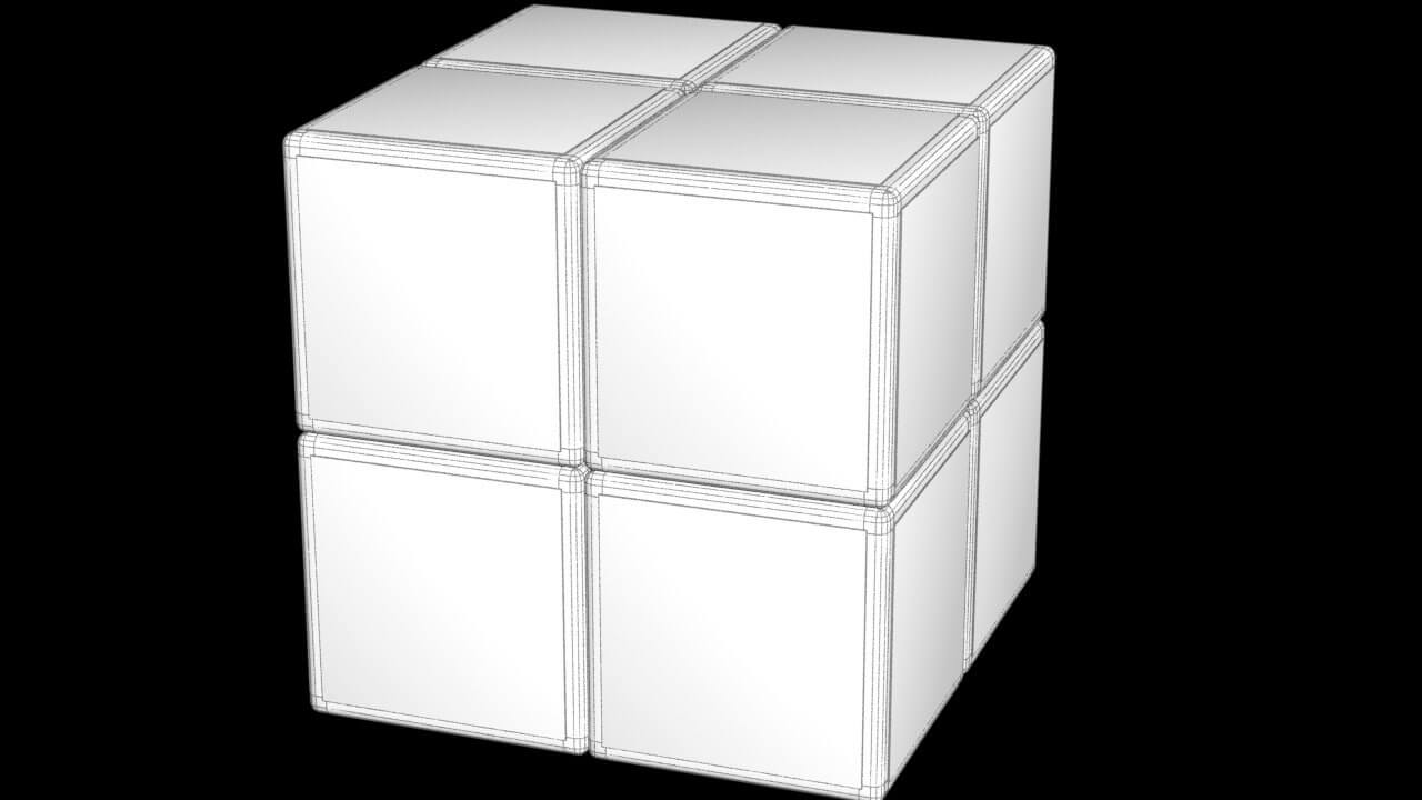 2x2 Scrambled Rubiks Cube - 3D Model by Knight1341