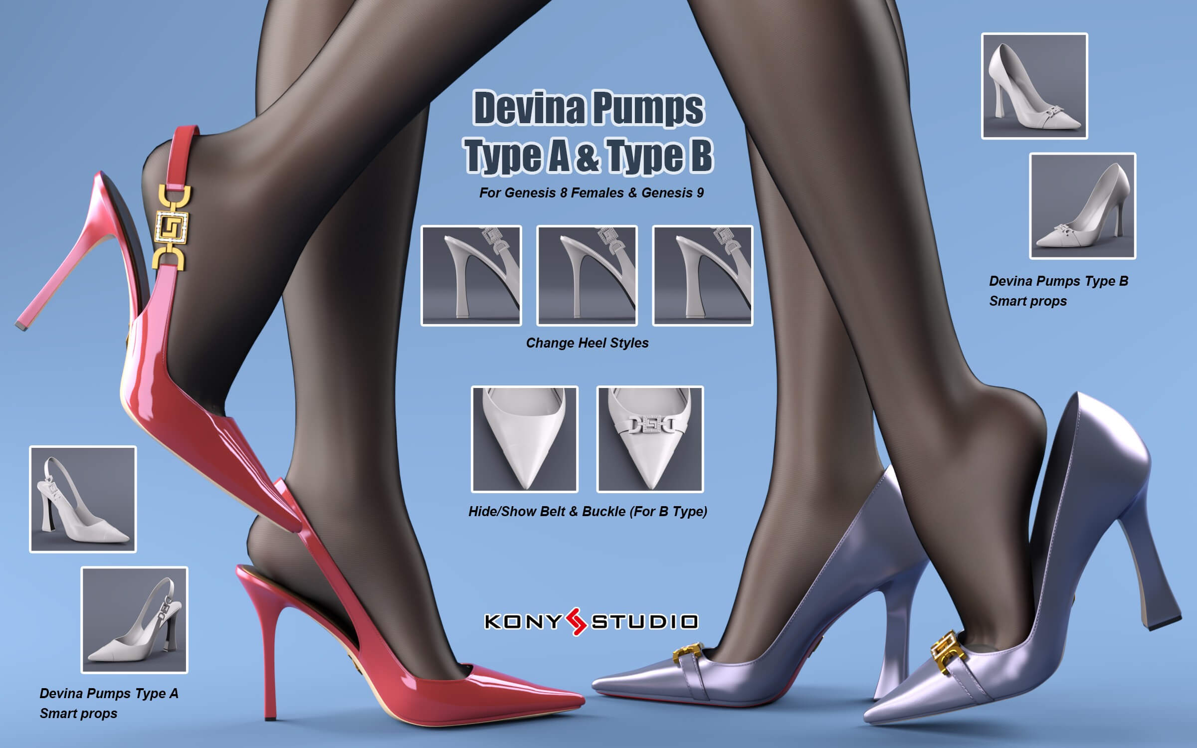 Devina Pumps for G8F/G9 - Daz Content by Kony Studio