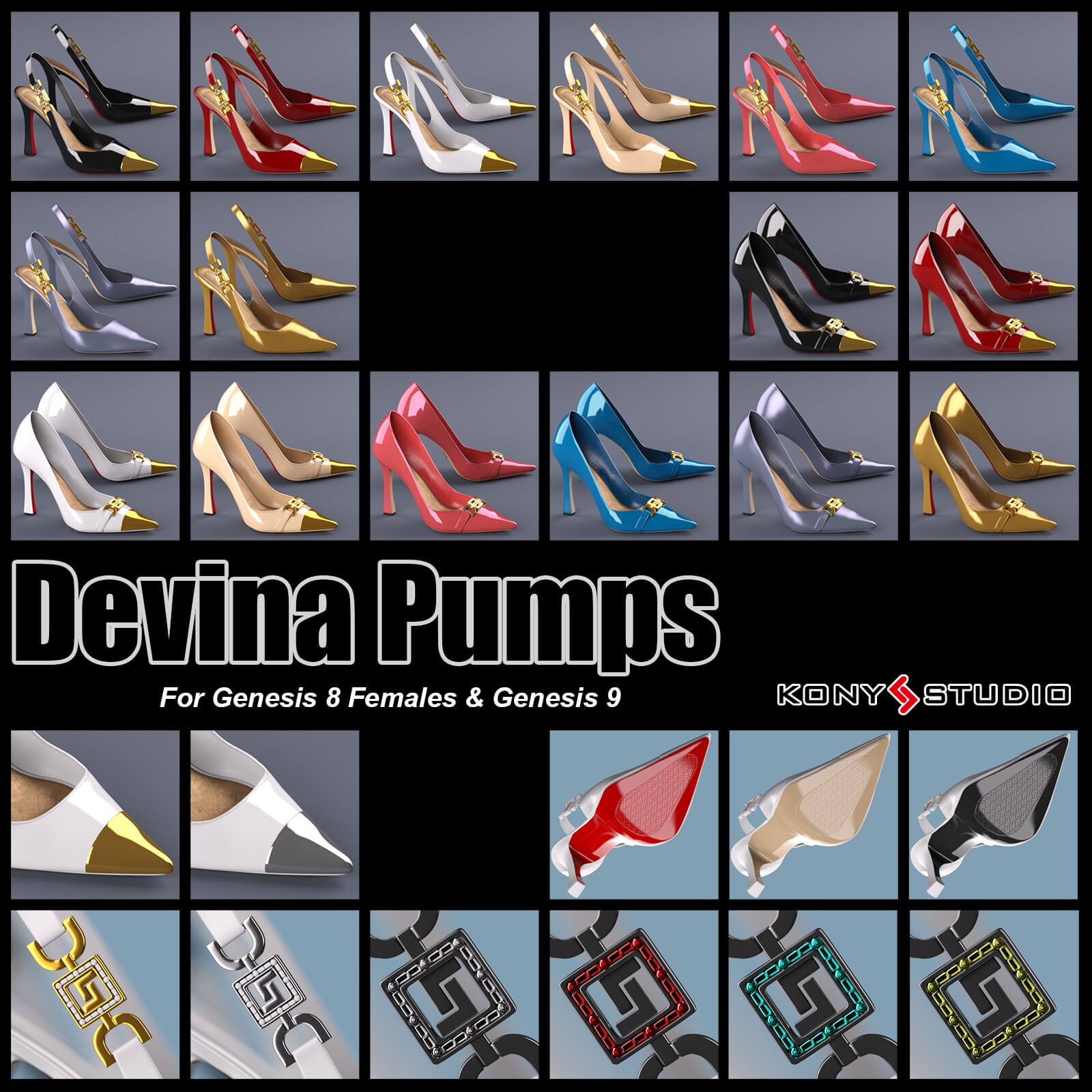 Devina Pumps for G8F/G9 - Daz Content by Kony Studio