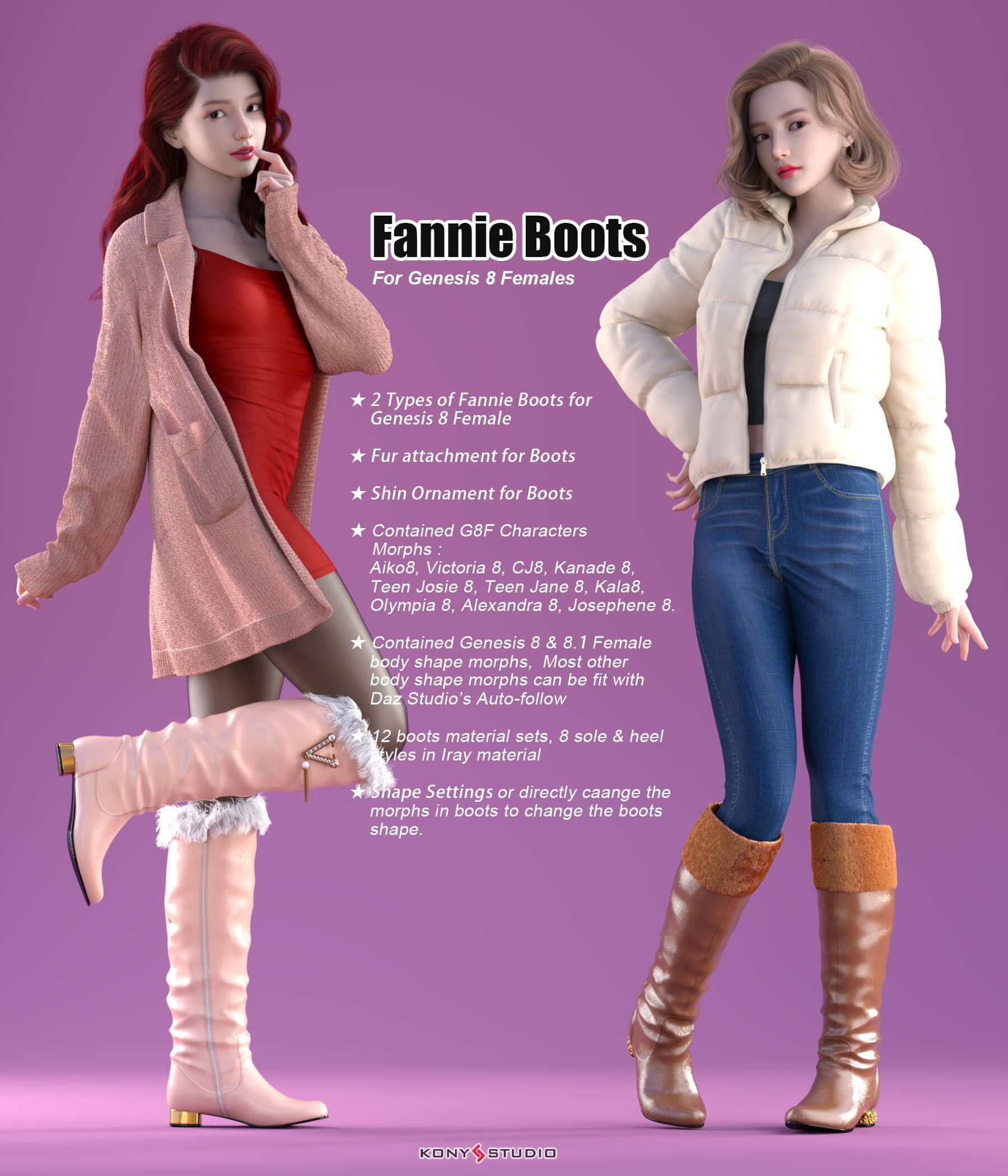 Fannie Boots for G8F ⋆ Freebies Daz 3D