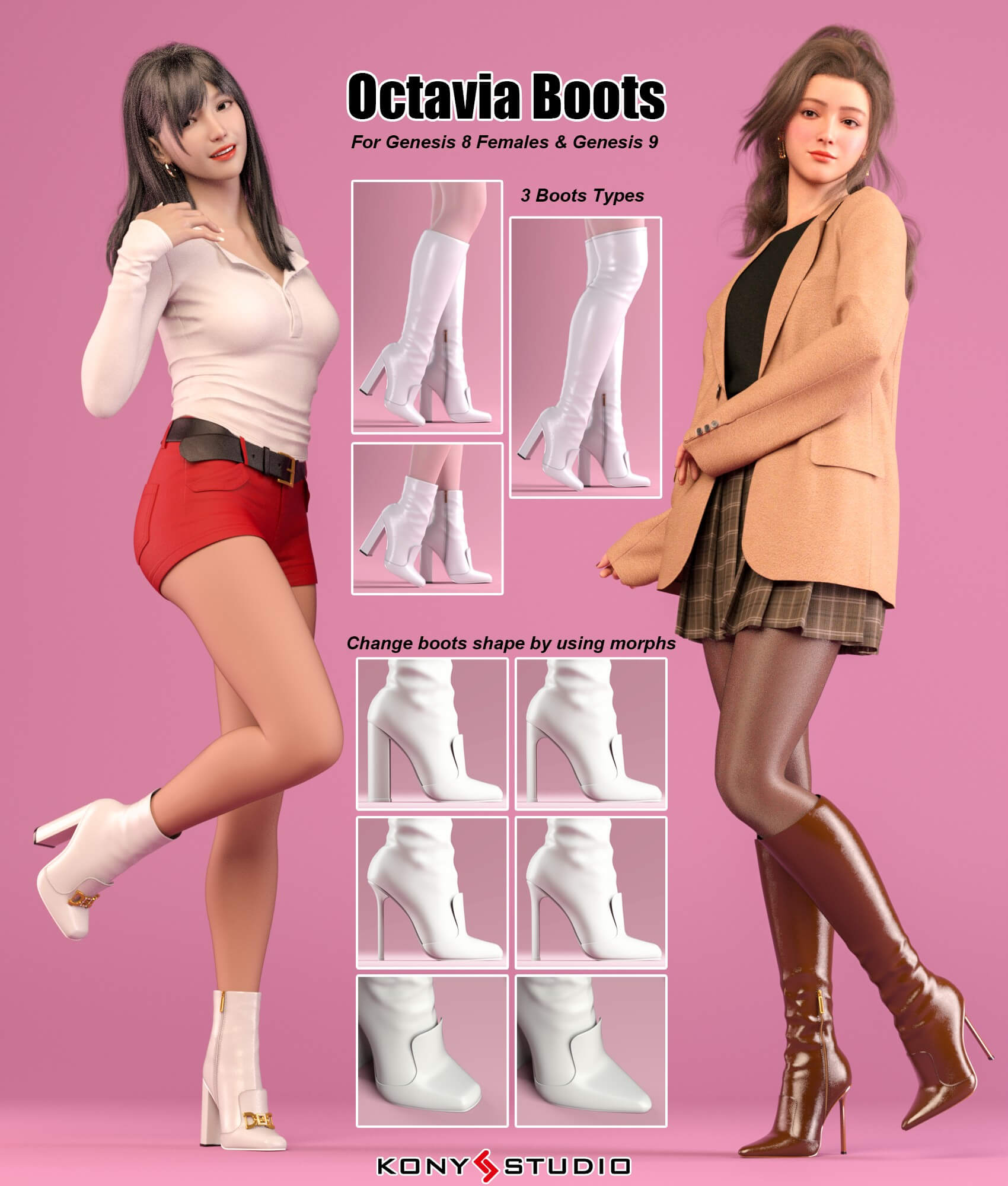 Octavia Boots for G8F/G9 - Daz Content by Kony Studio