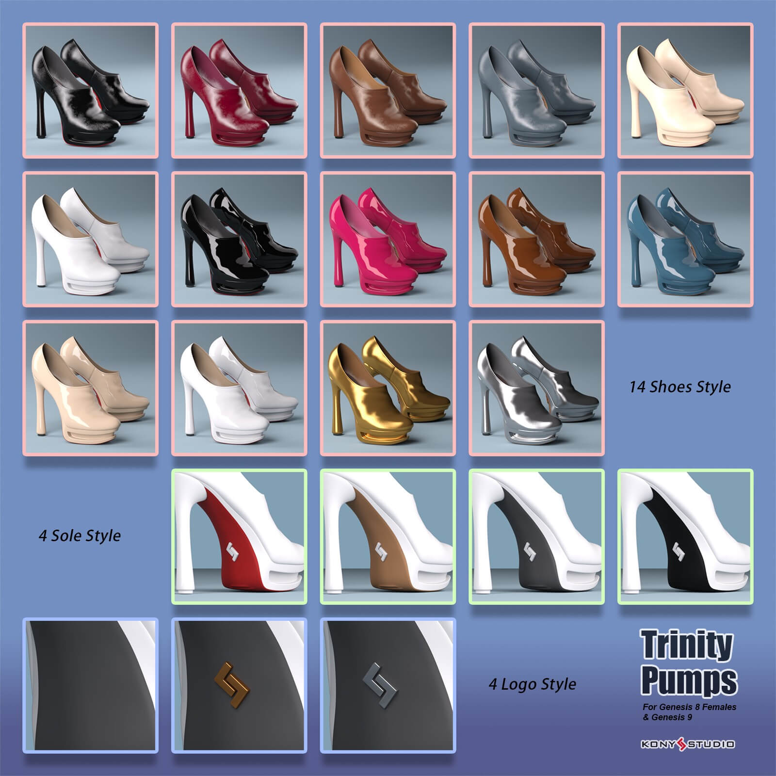 Trinity Pumps for G8F/G9 - Daz Content by Kony Studio