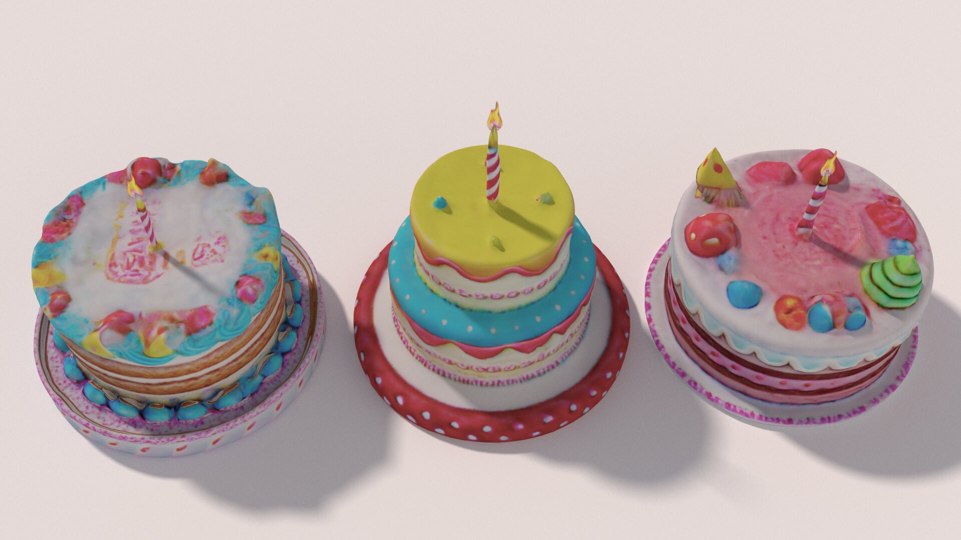 3 Birthday Cakes - 3D Model by kopofx