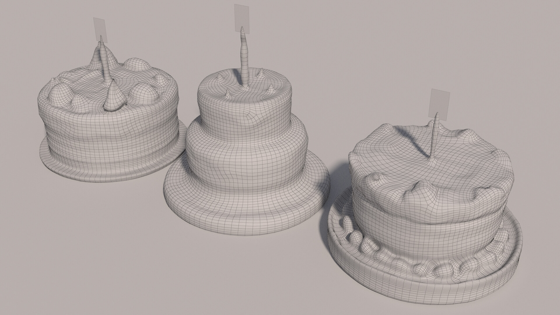 3 Birthday Cakes - 3D Model by kopofx