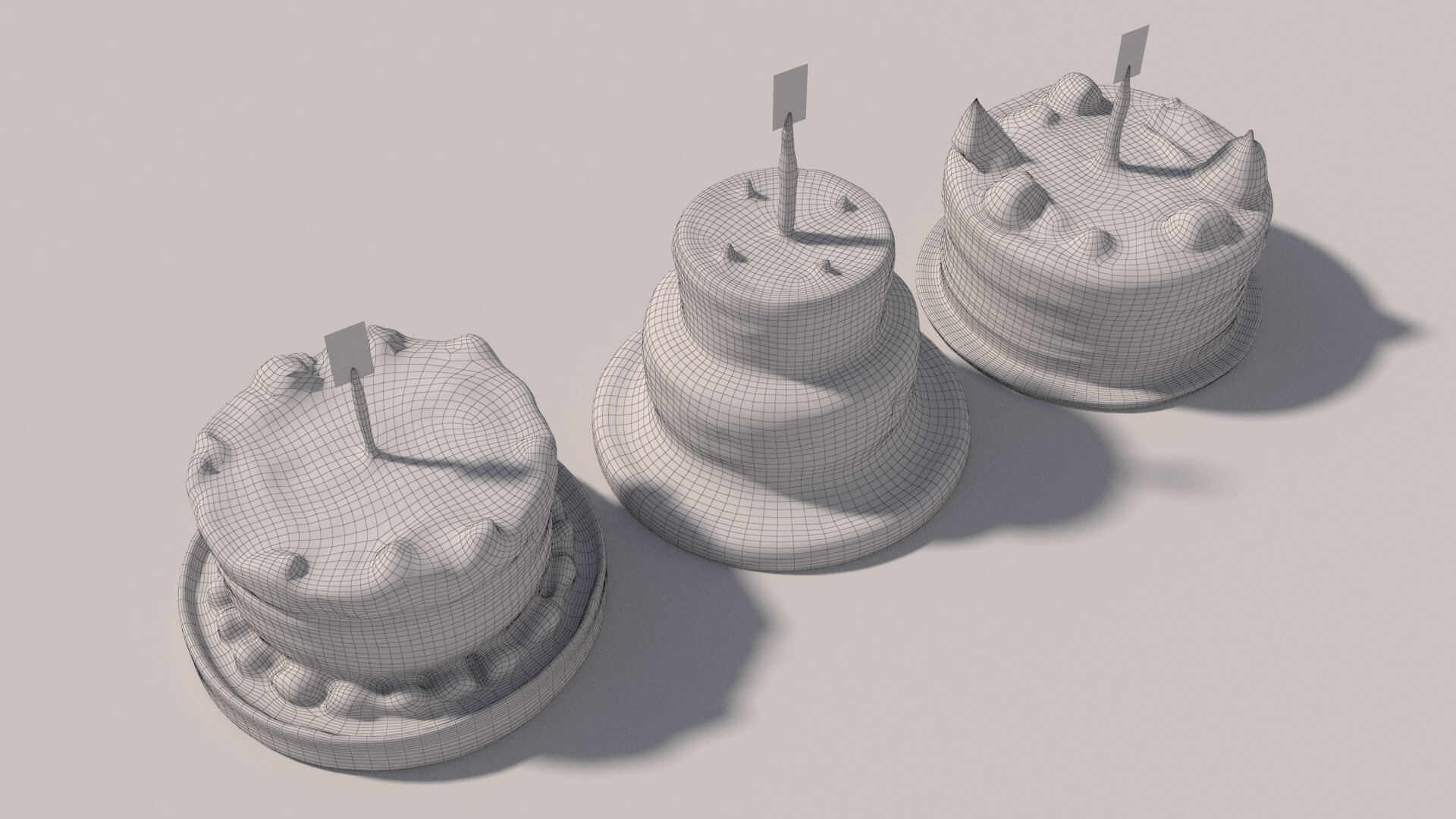 3 Birthday Cakes - 3D Model by kopofx
