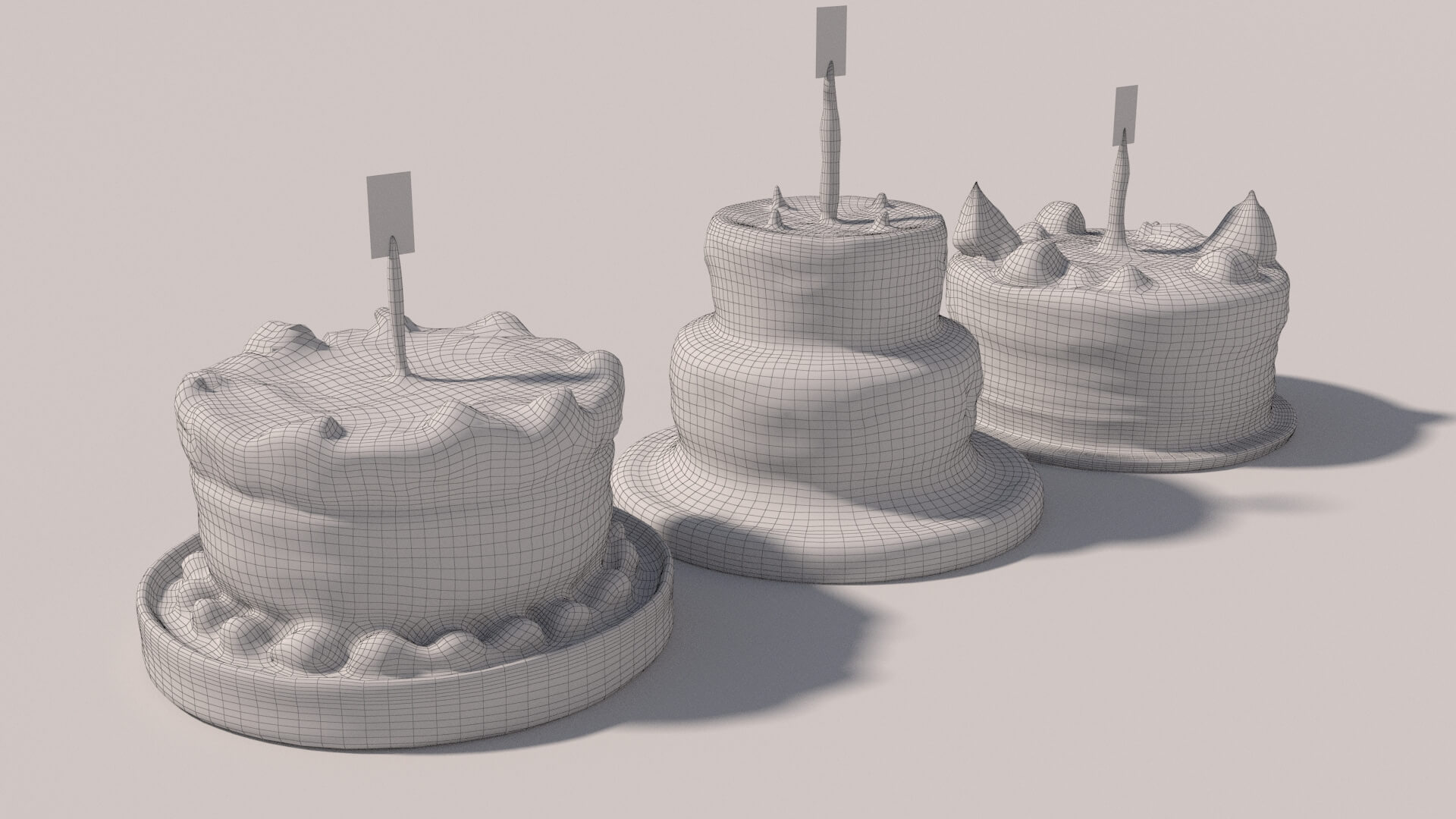 3 Birthday Cakes - 3D Model by kopofx