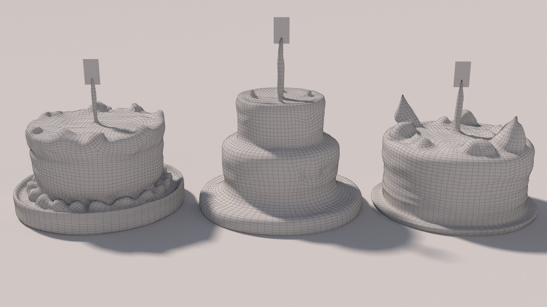 3 Birthday Cakes - 3D Model by kopofx