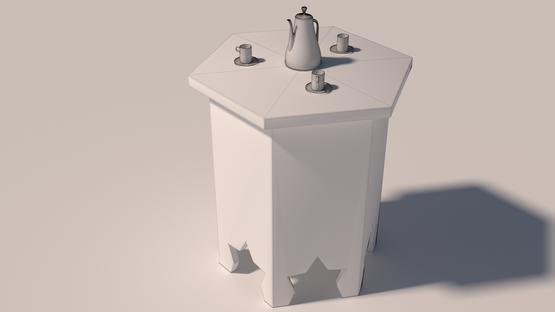 Arabic Table With Jug and Cups of Tea - 3D Model by kopofx