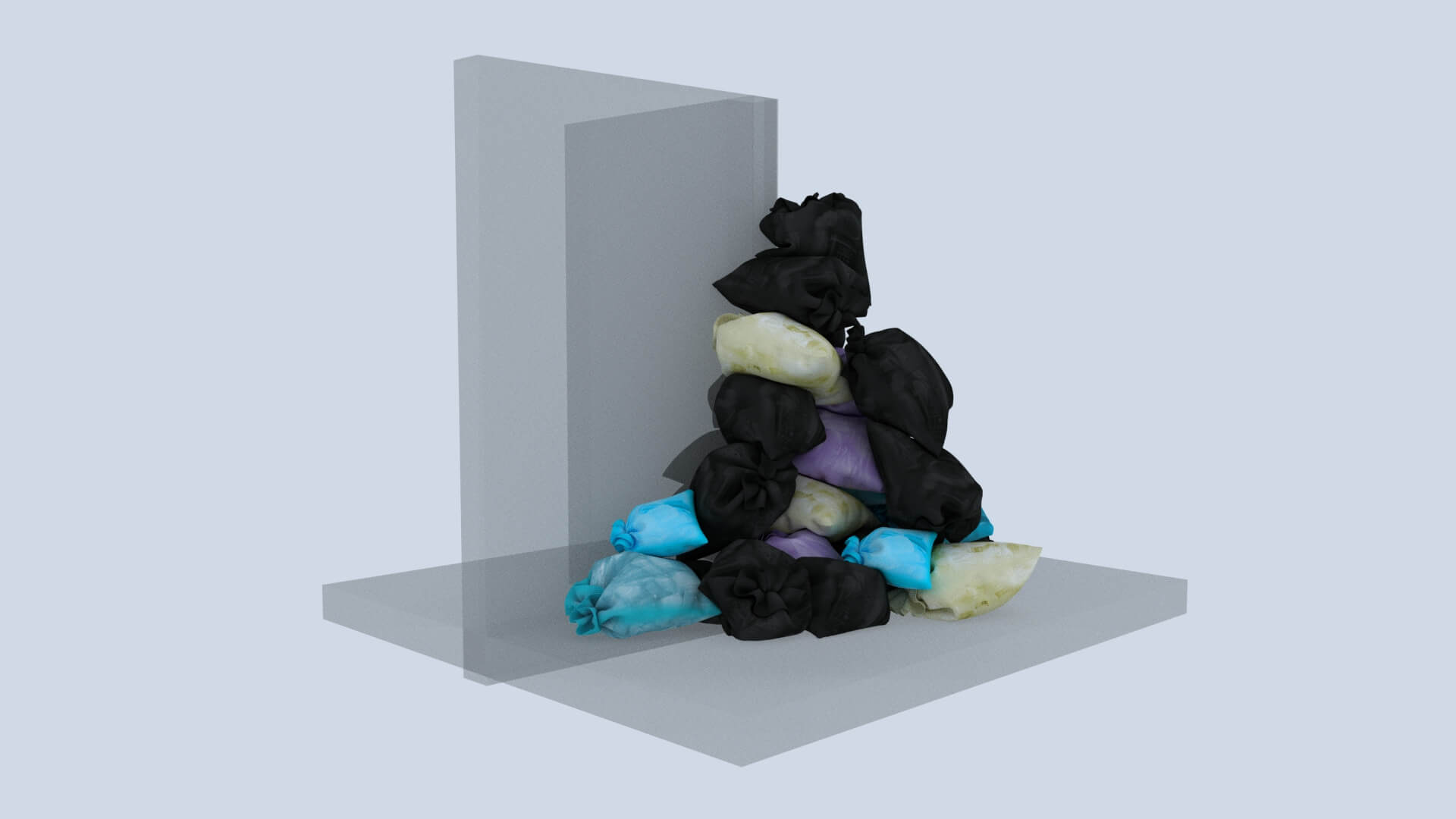 Big Garbage Bags Pile in Street Corner - 3D Model by kopofx