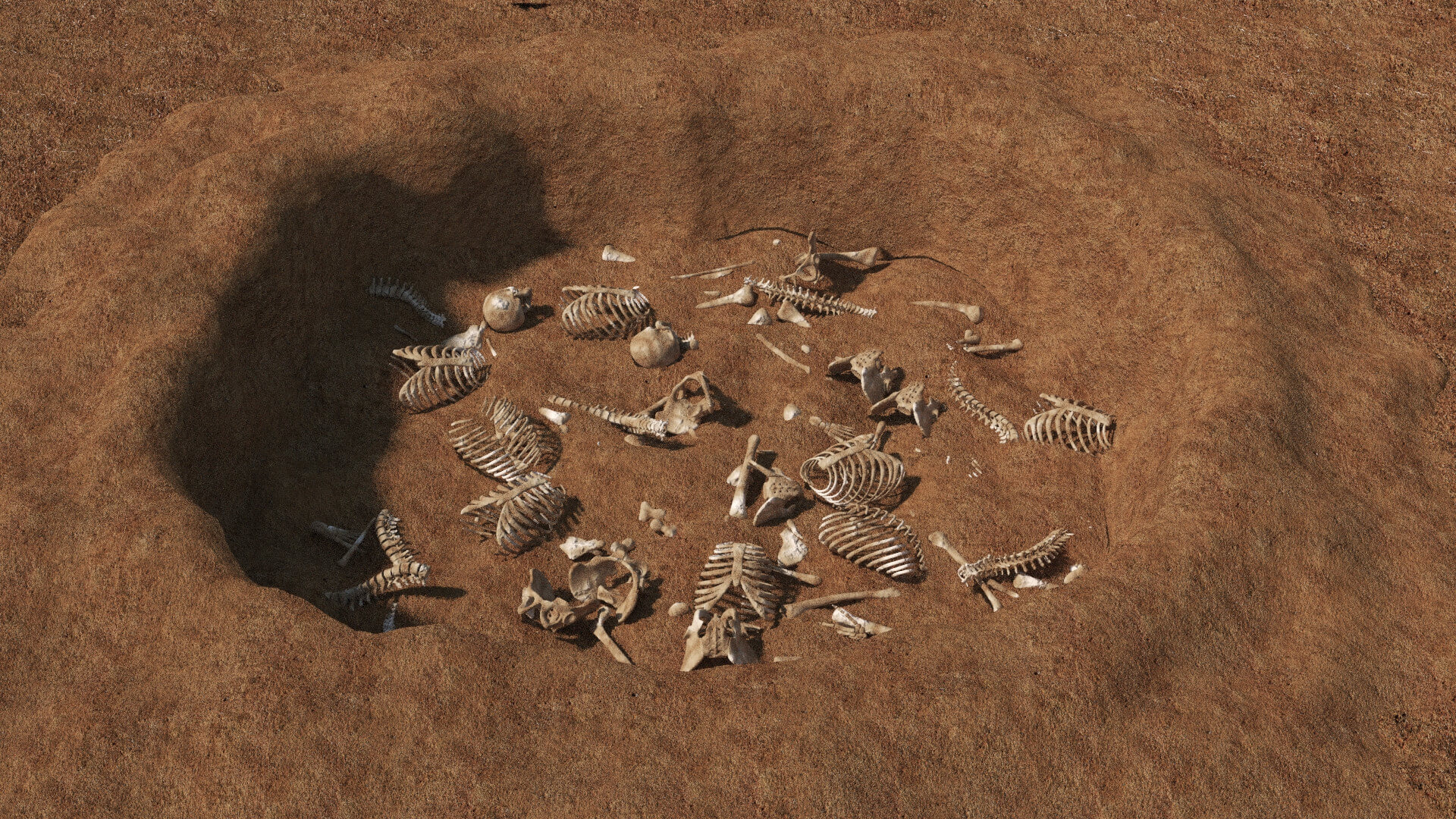 Grave Full of Human Bones Skeletons - 3D Model by kopofx