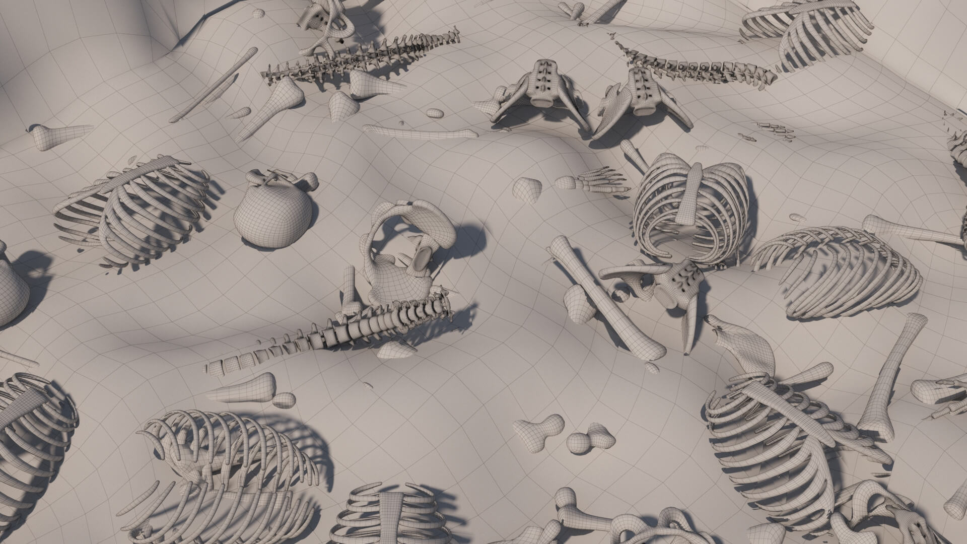 Grave Full of Human Bones Skeletons - 3D Model by kopofx
