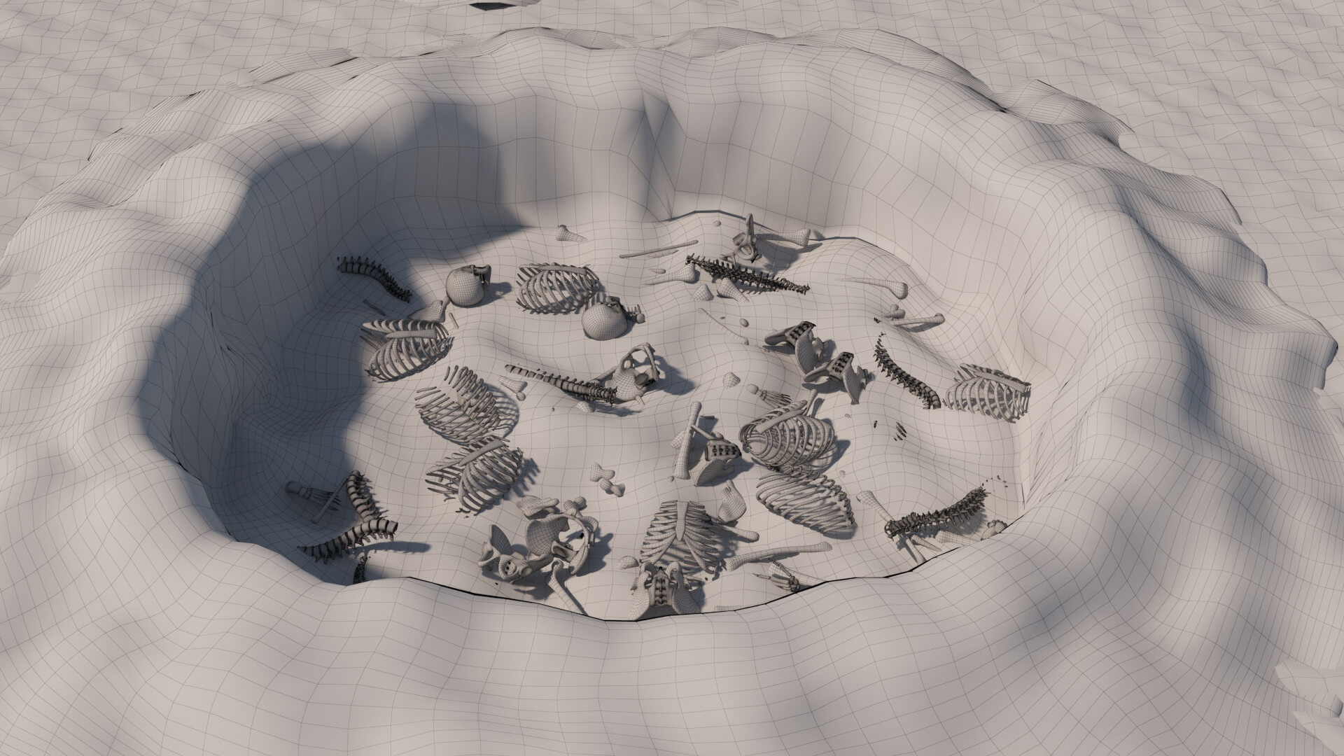 Grave Full of Human Bones Skeletons - 3D Model by kopofx