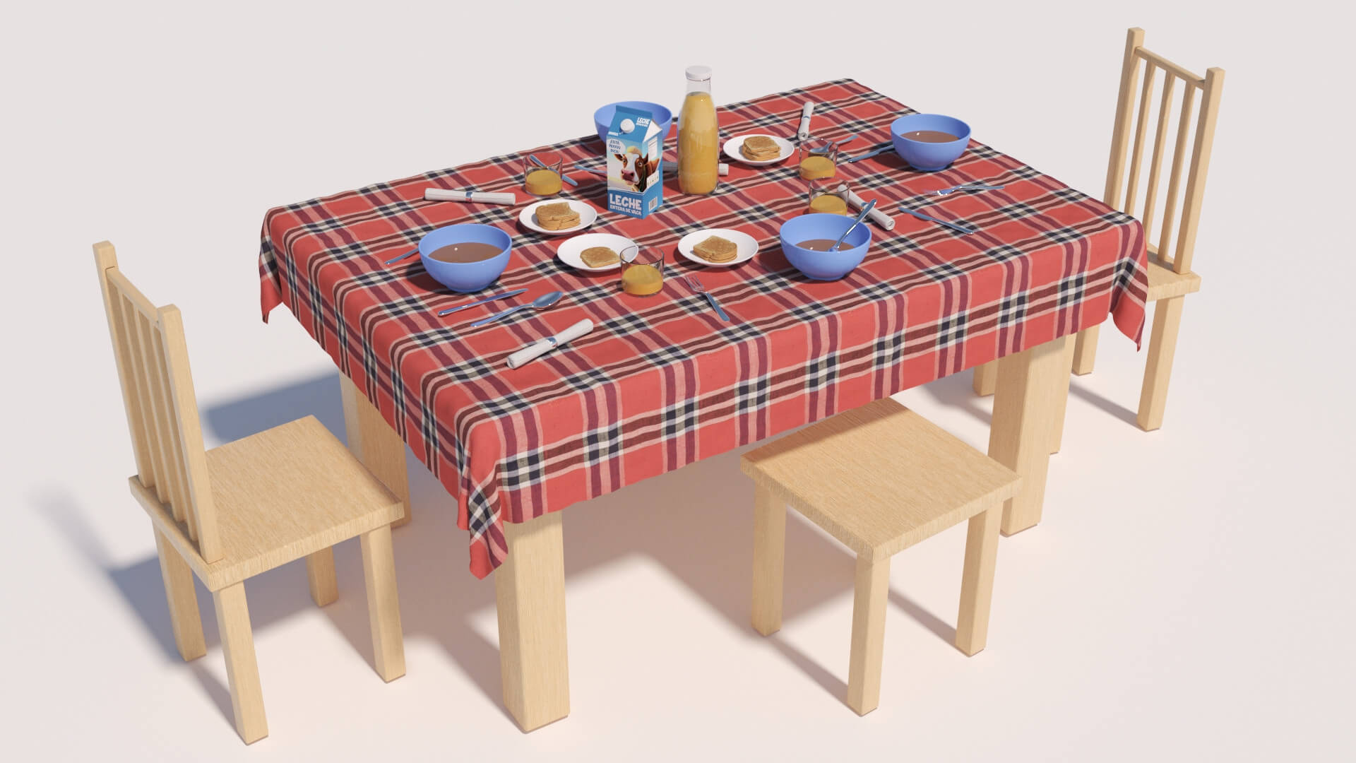 Breakfast Table With Flatware - 3D Model by kopofx