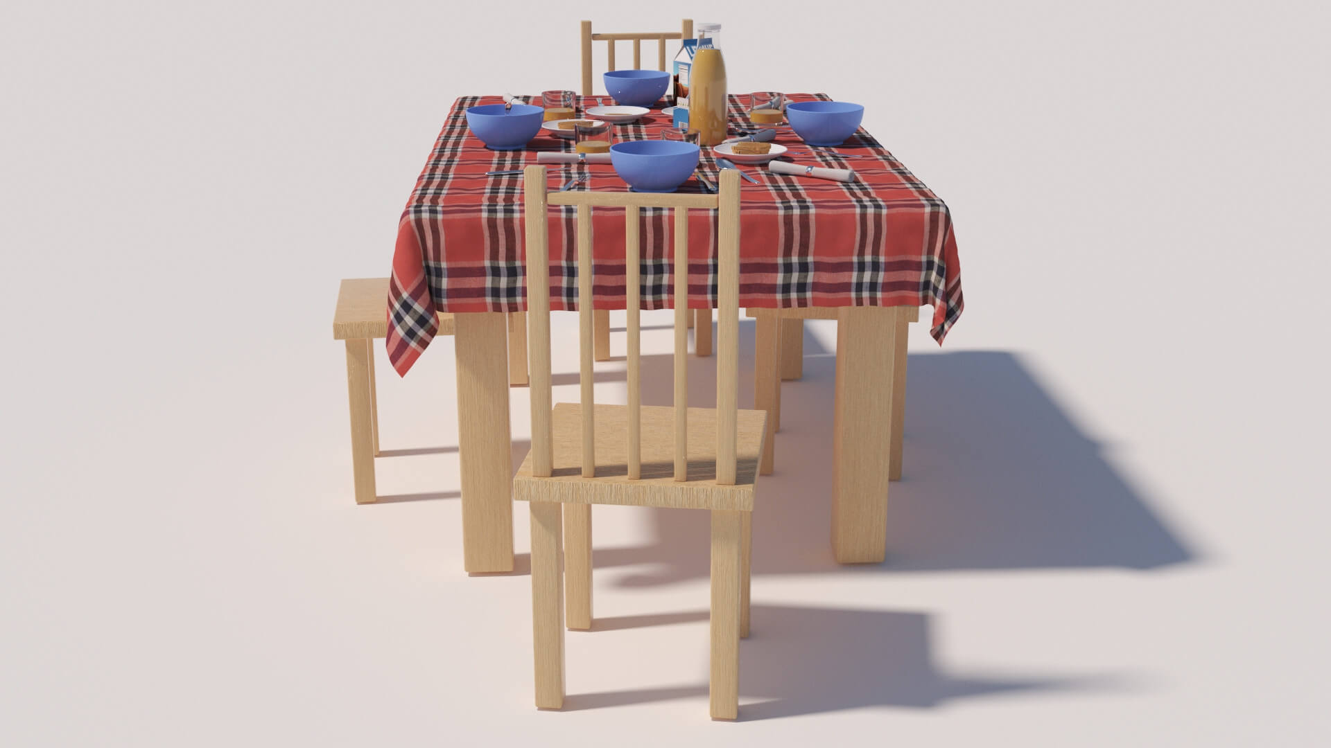 Breakfast Table With Flatware - 3D Model by kopofx