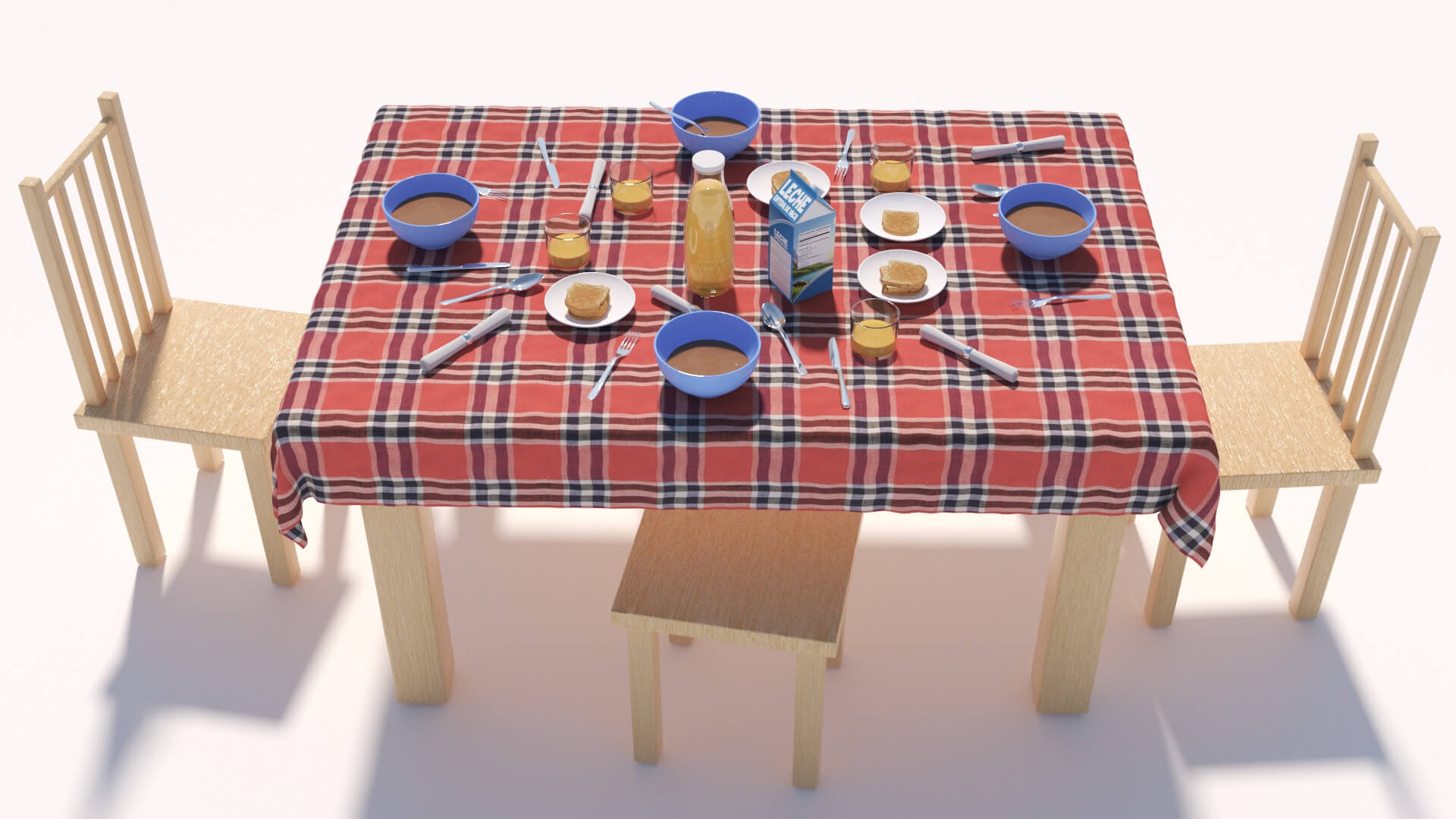 Breakfast Table With Flatware - 3D Model by kopofx
