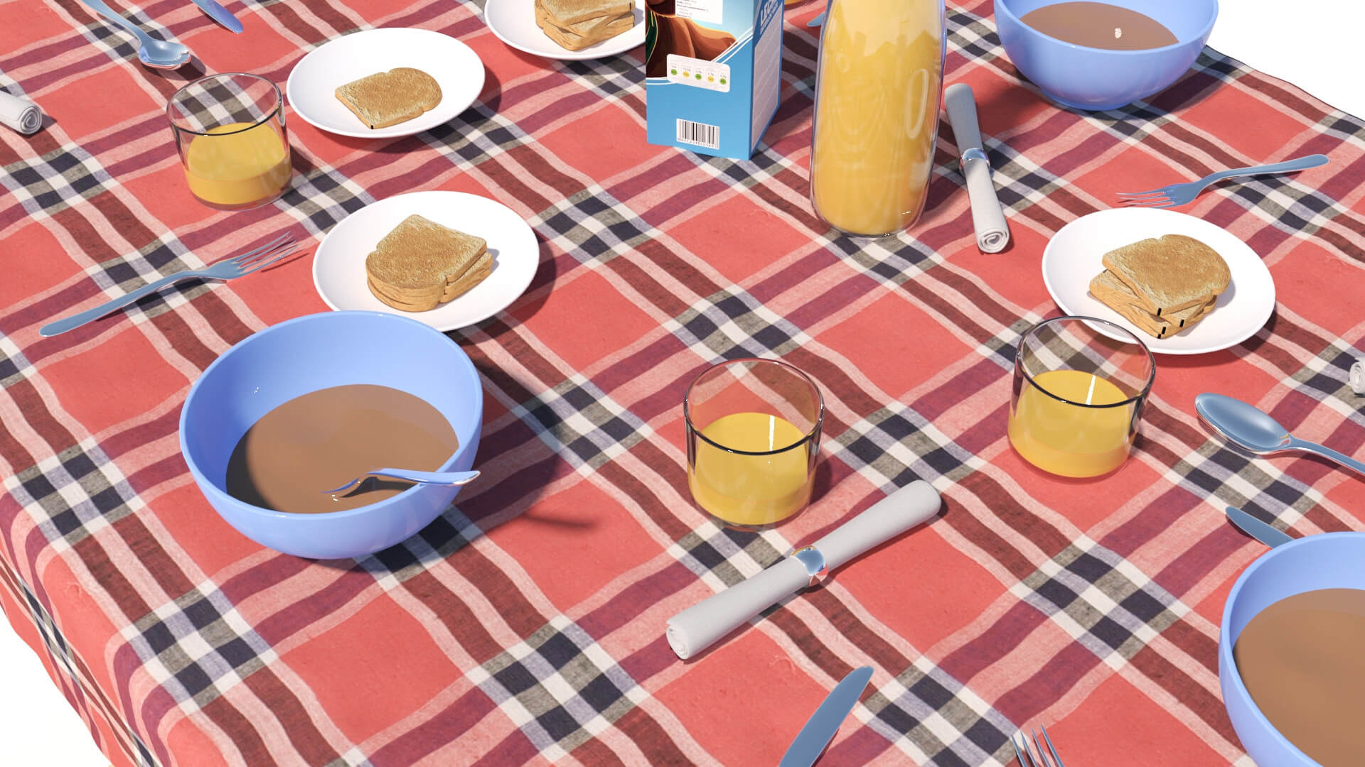 Breakfast Table With Flatware - 3D Model by kopofx